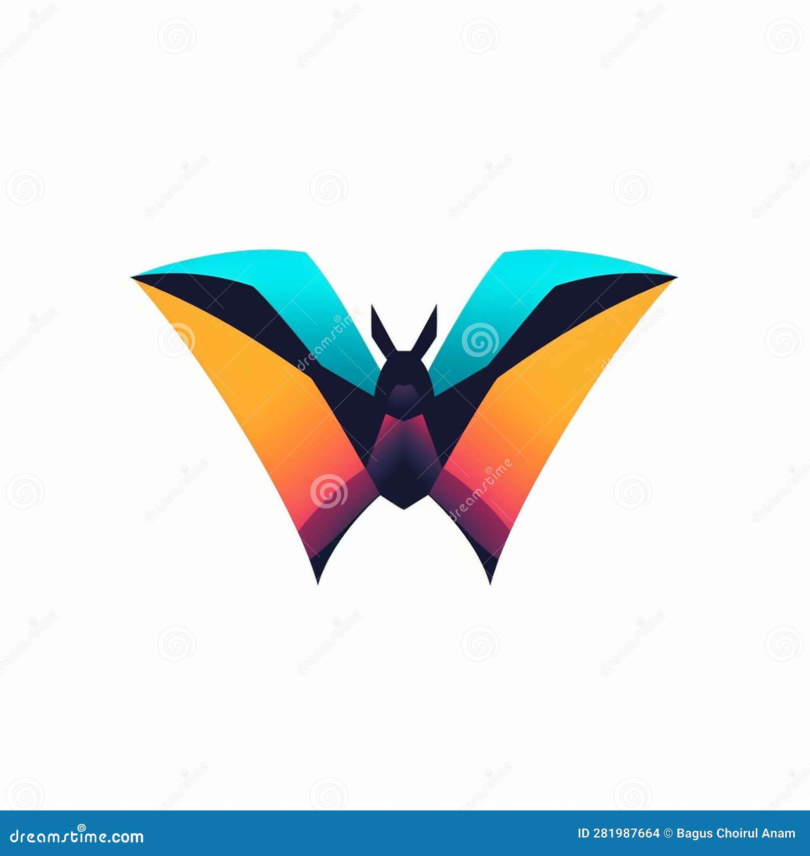 Illustration of a Colorful Bat Logo Stock Illustration - Illustration ...