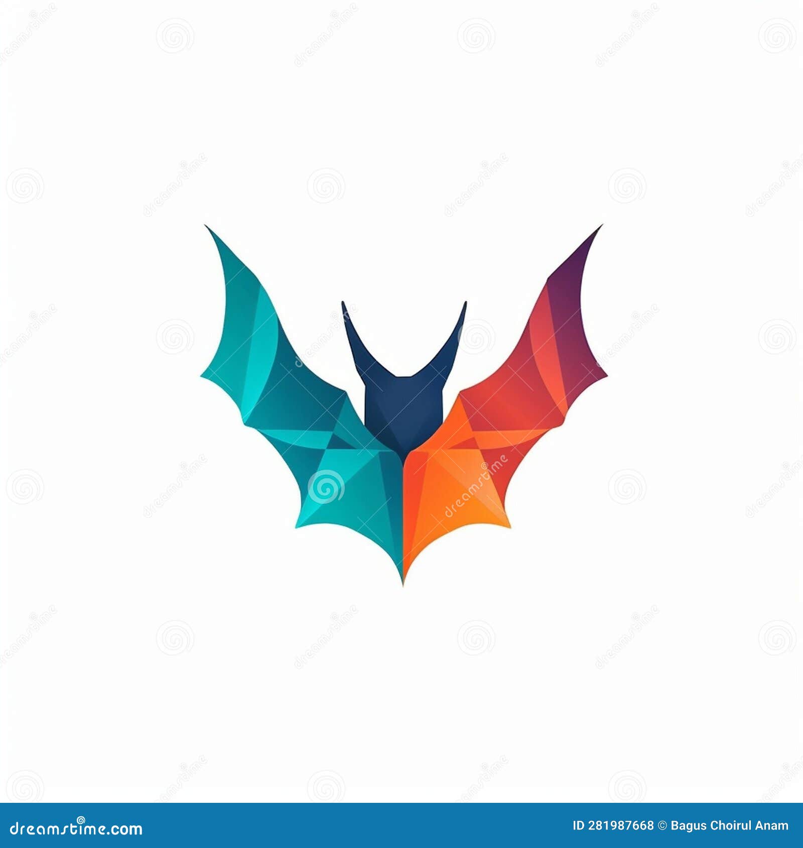 Illustration of a Colorful Bat Logo Stock Illustration - Illustration ...