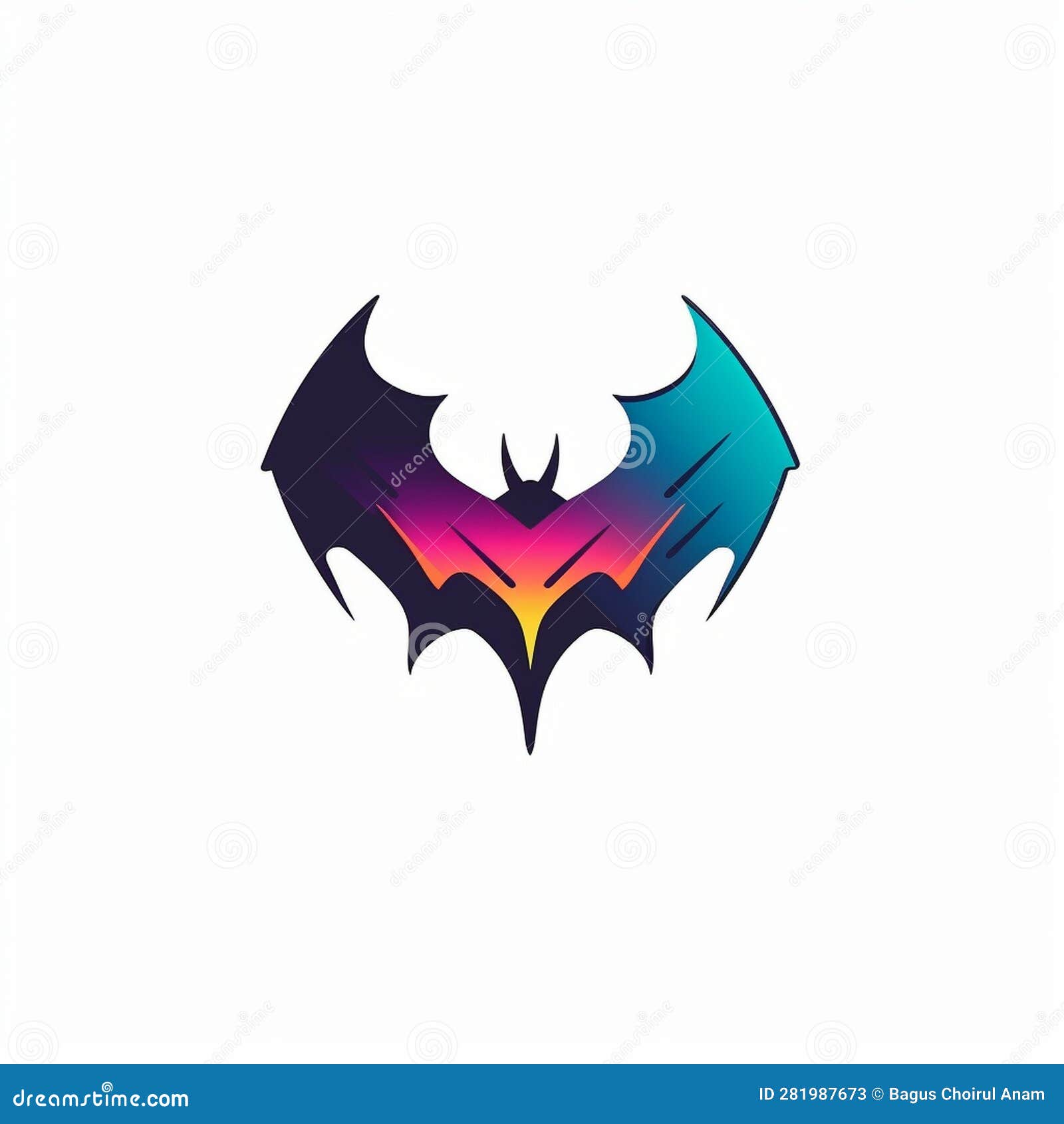 Illustration of a Colorful Bat Logo Stock Illustration - Illustration ...
