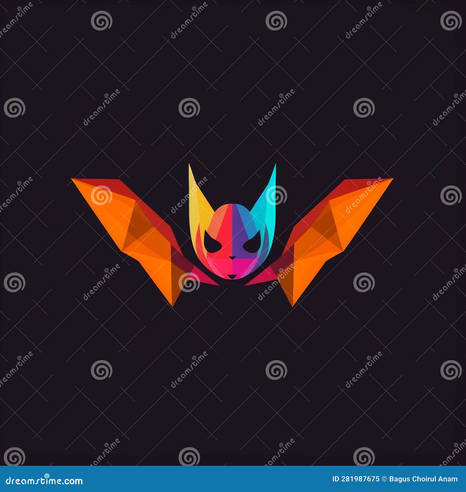 Illustration of a Colorful Bat Logo Stock Illustration - Illustration ...
