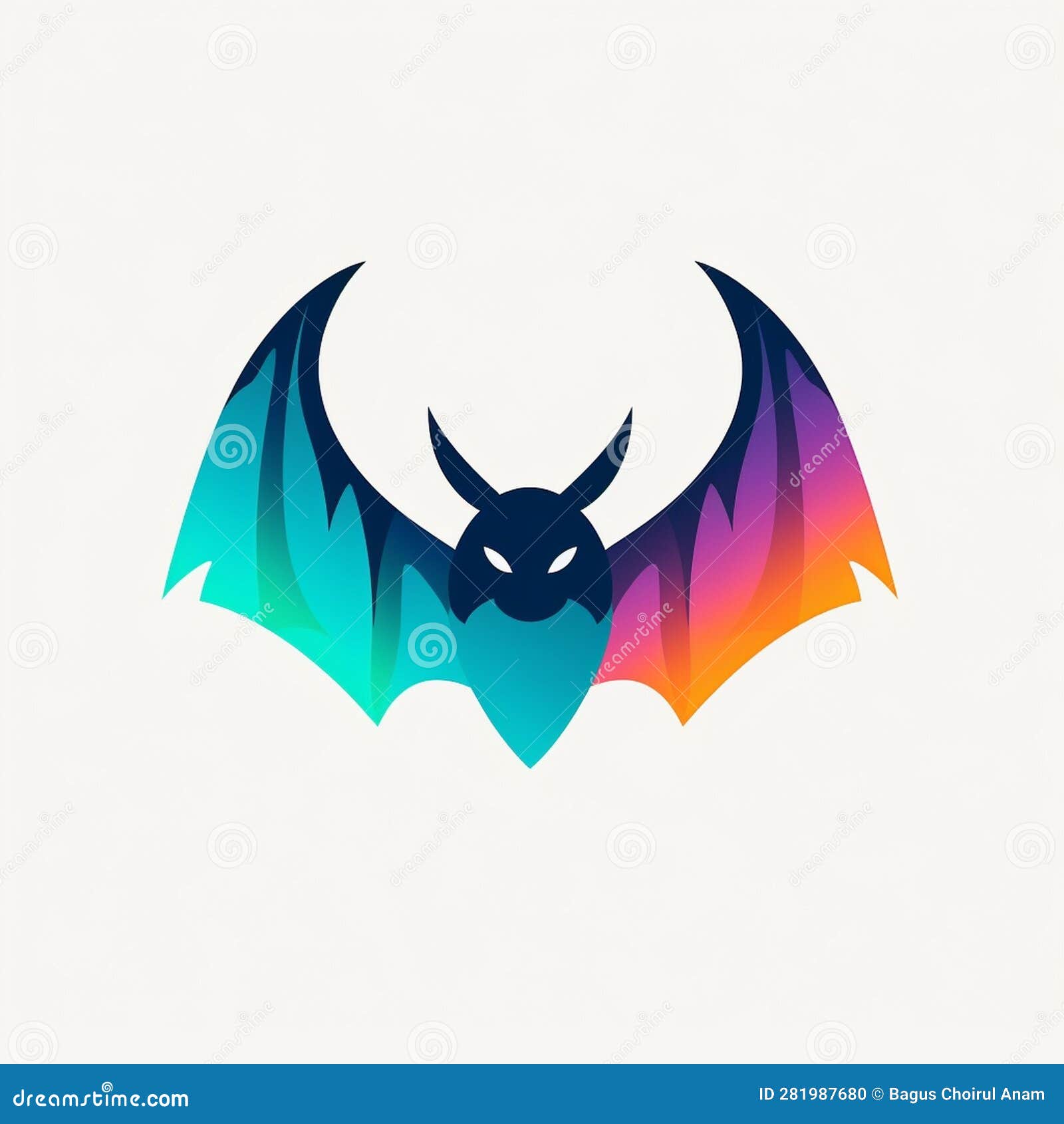 Illustration of a Colorful Bat Logo Stock Illustration - Illustration ...