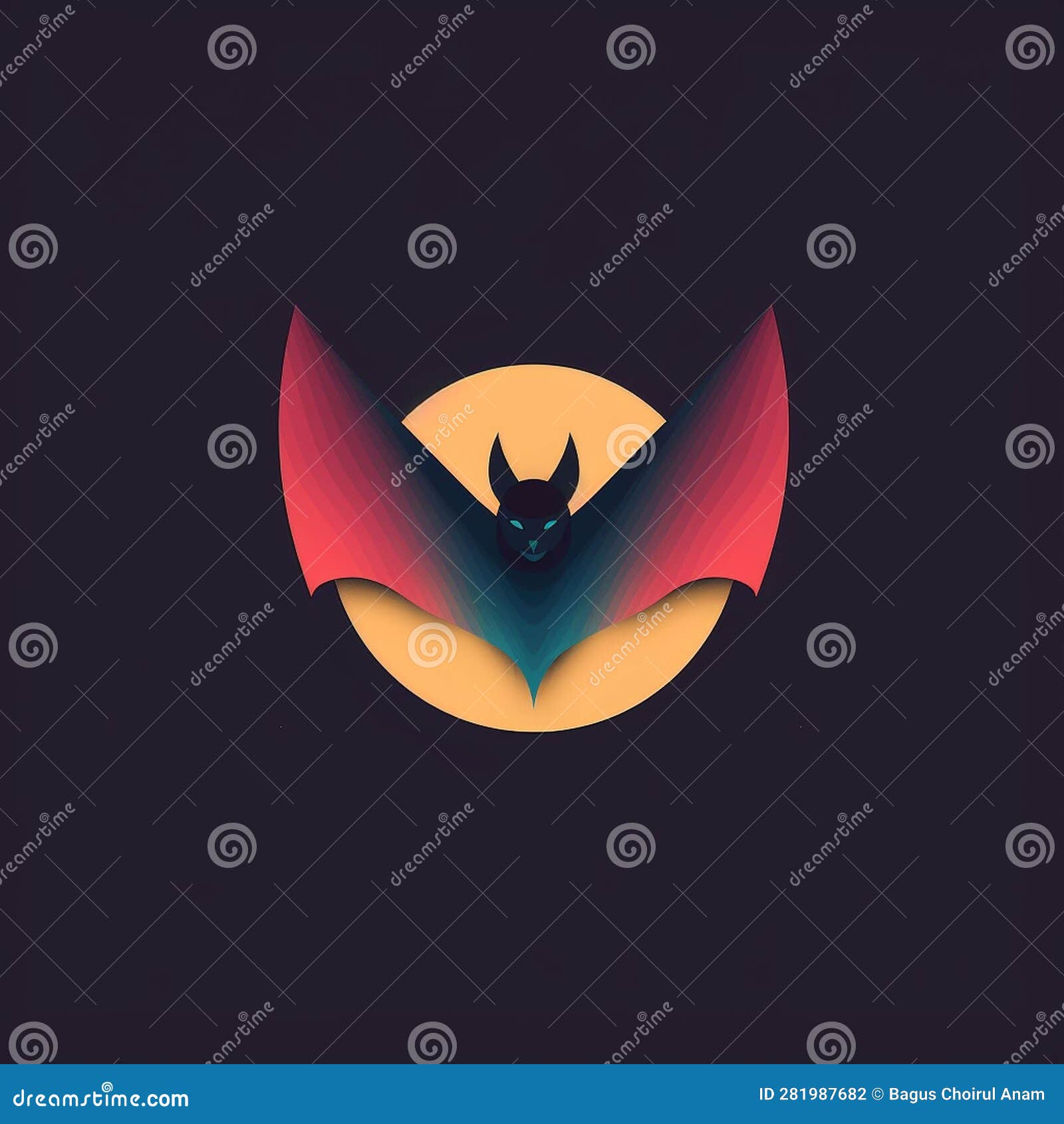 Illustration of a Colorful Bat Logo Stock Illustration - Illustration ...
