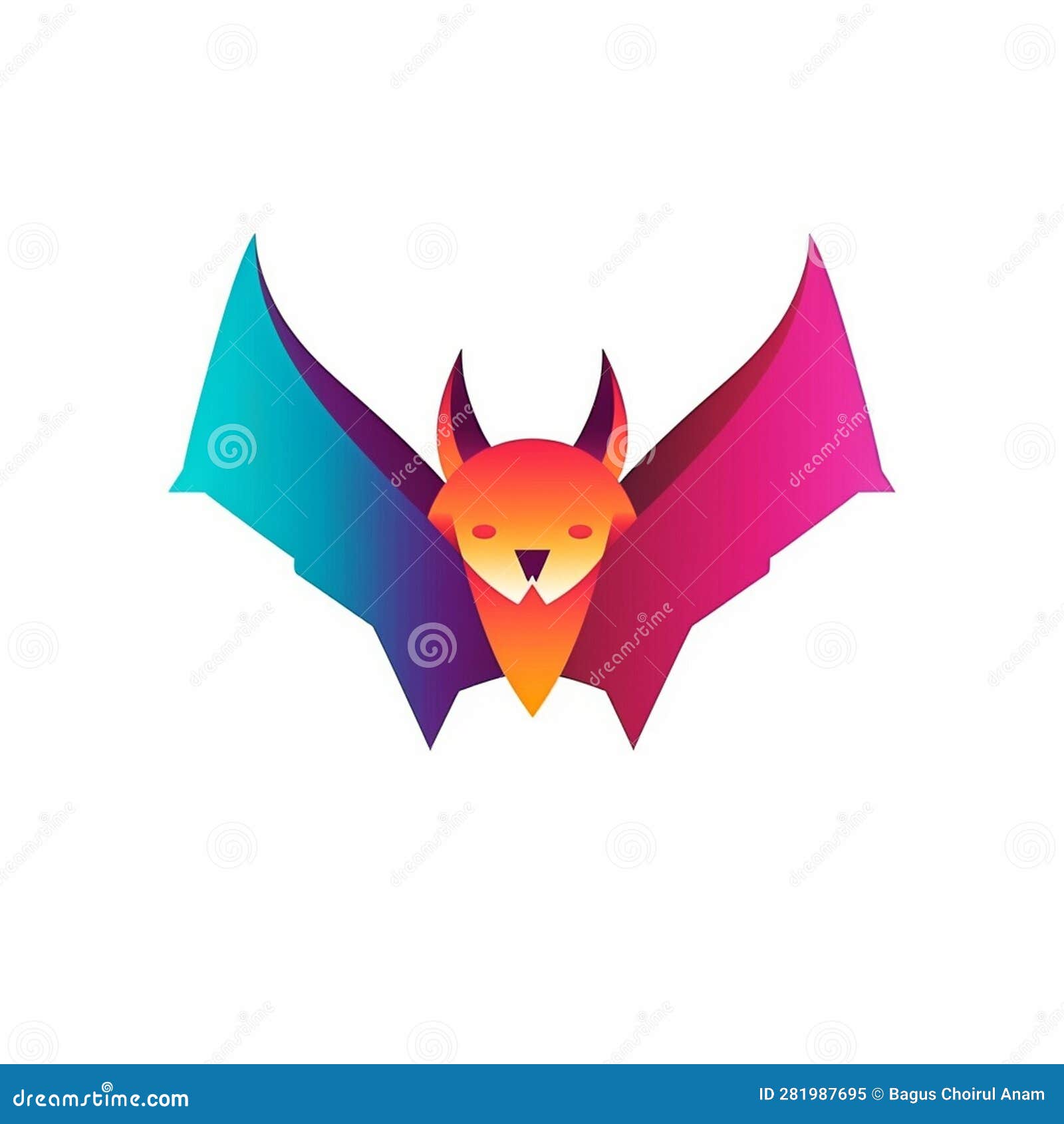 Illustration of a Colorful Bat Logo Stock Illustration - Illustration ...
