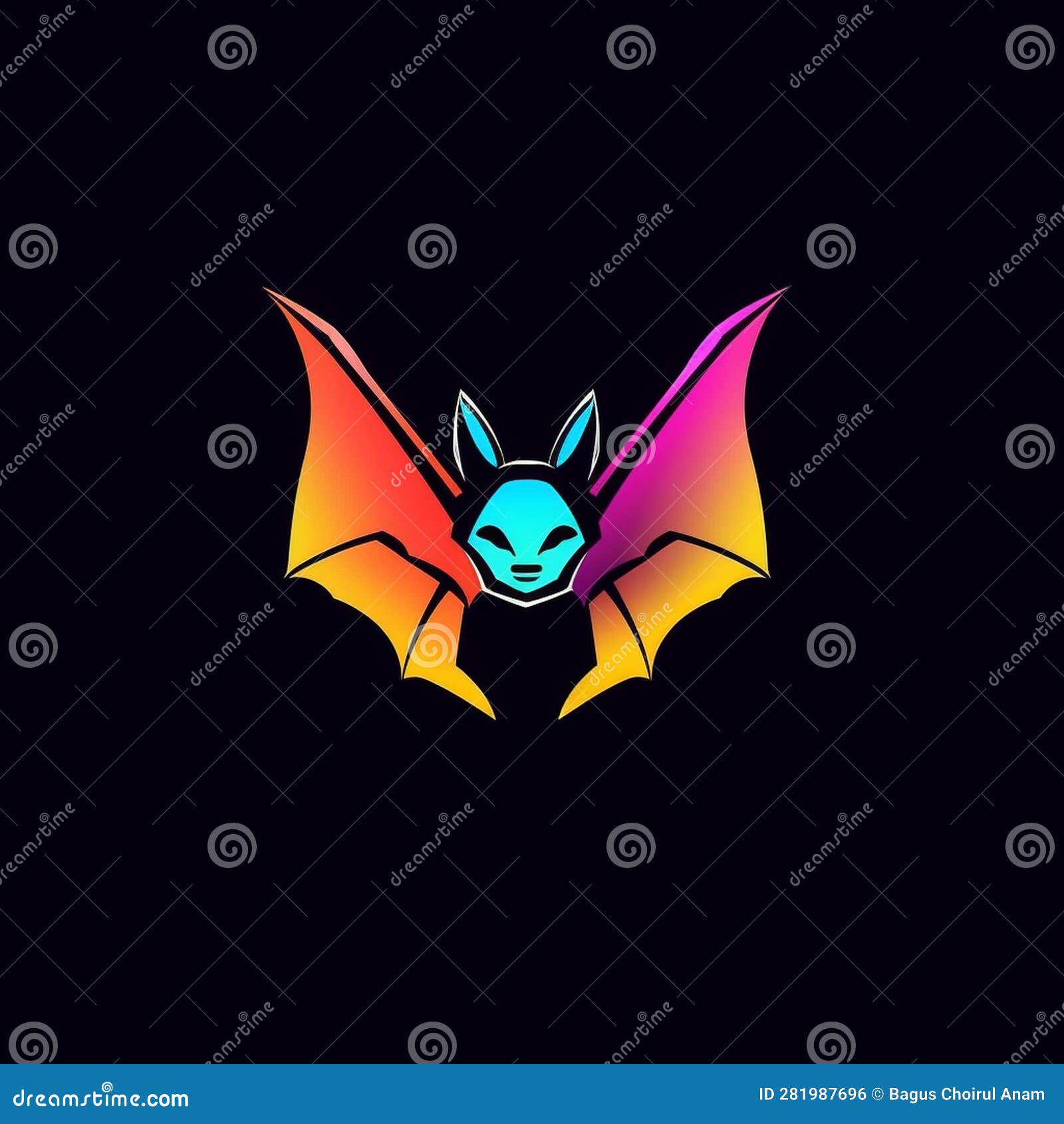 Illustration of a Colorful Bat Logo Stock Illustration - Illustration ...