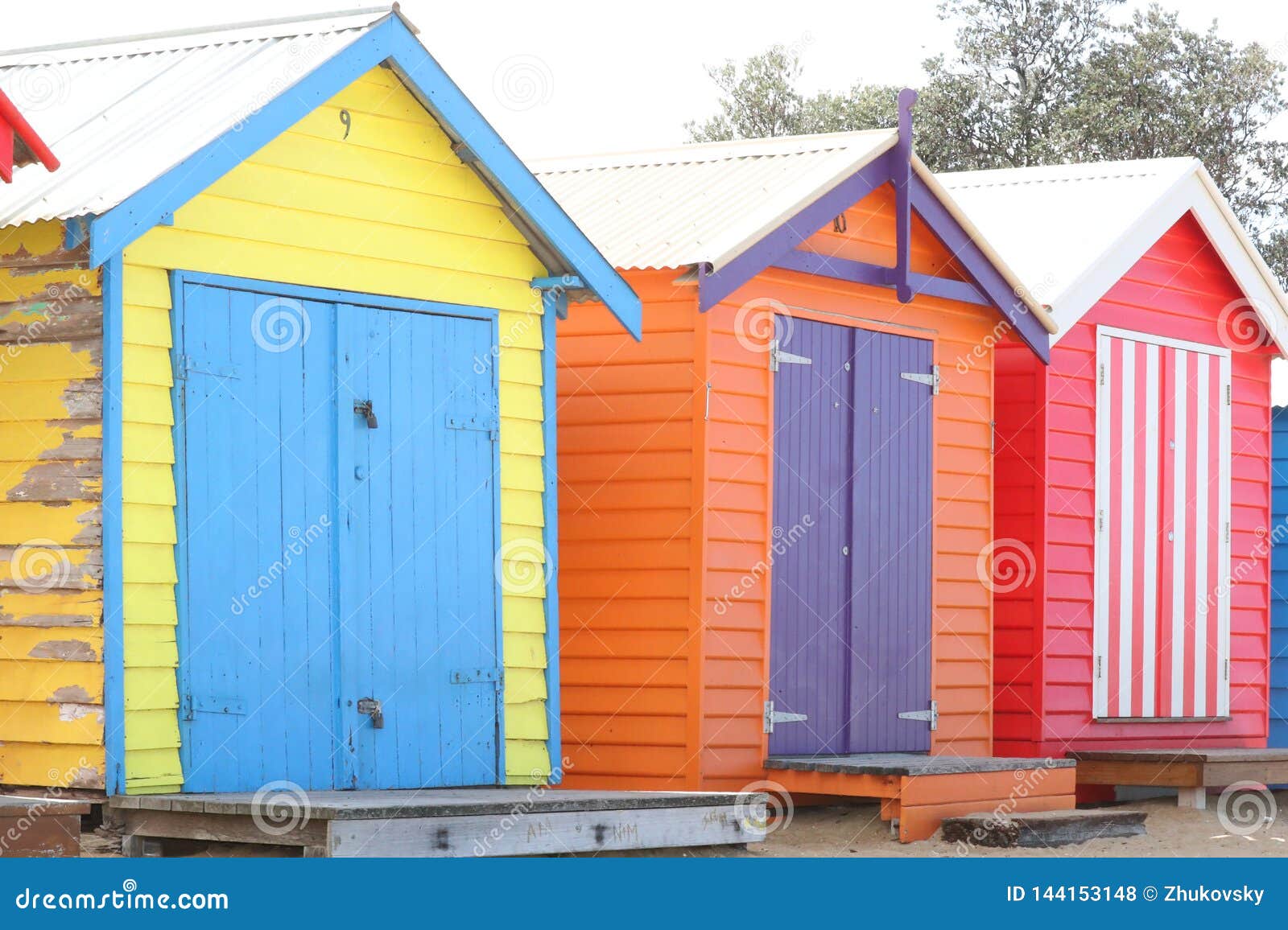 Colorful Bathing Boxes in Brighton Beach, Melbourne, Australia Stock ...