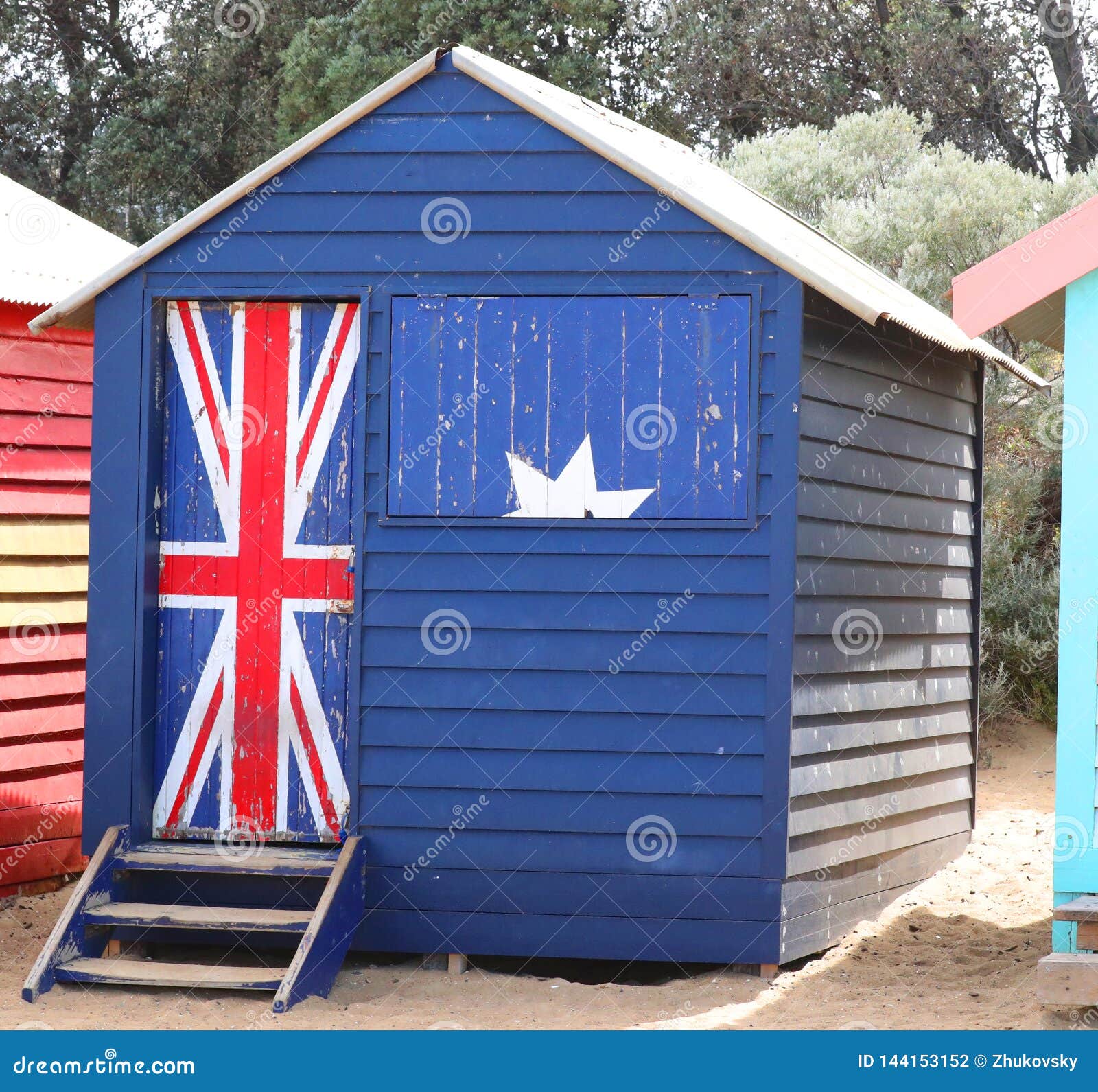 Colorful Bathing Boxes in Brighton Beach, Melbourne, Australia Stock ...