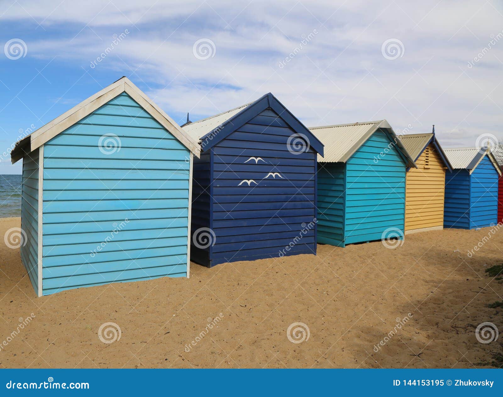 Colorful Bathing Boxes in Brighton Beach, Melbourne, Australia Stock ...