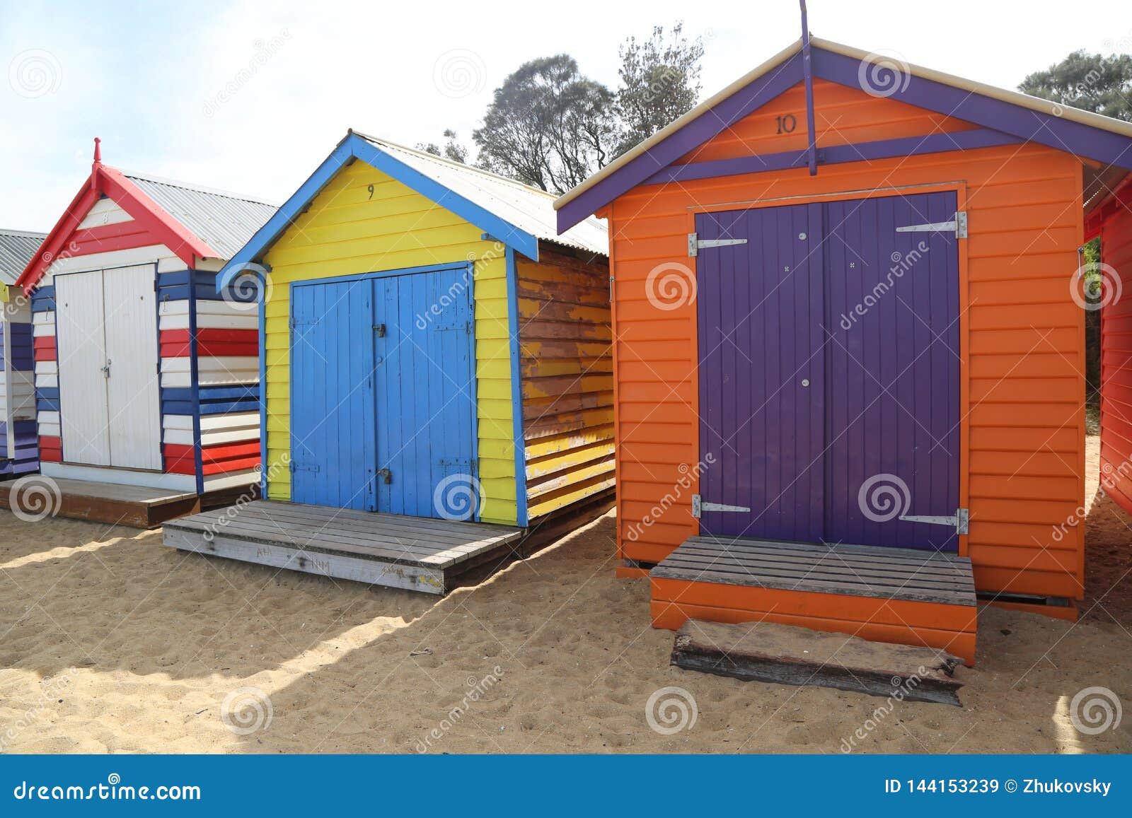 Colorful Bathing Boxes in Brighton Beach, Melbourne, Australia Stock ...