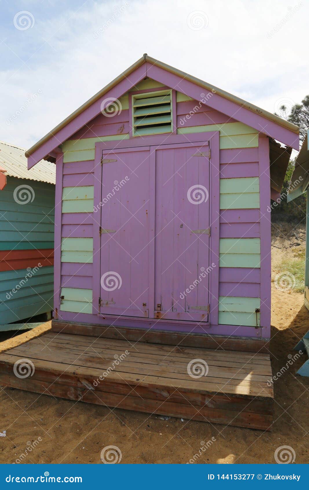 Colorful Bathing Boxes in Brighton Beach, Melbourne, Australia Stock ...