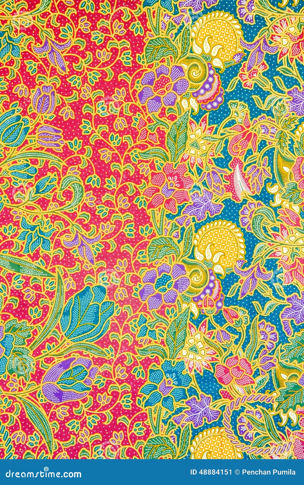 Colorful Batik Cloth Fabric. Stock Image - Image of blue, fashion: 48884151