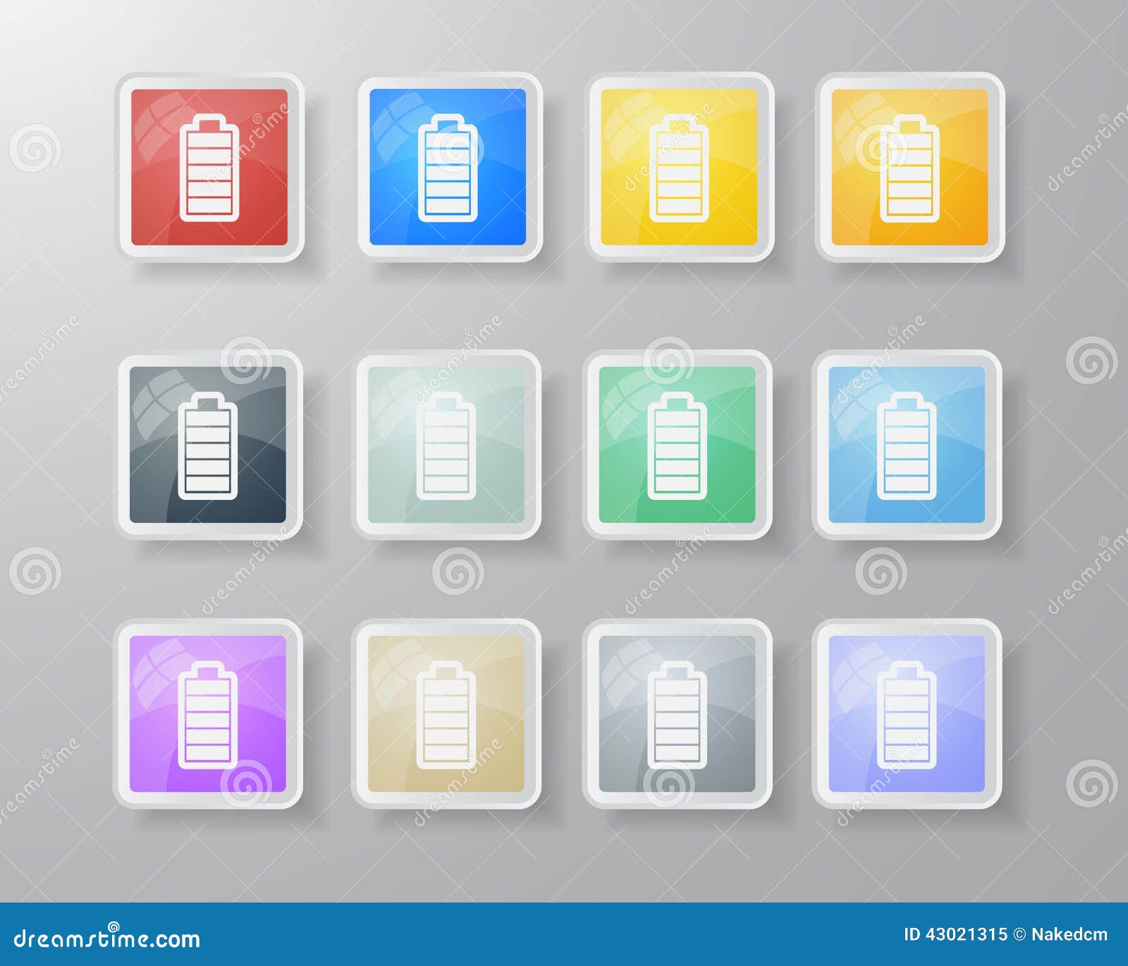 Colorful Battery Icon Set stock vector. Illustration of white - 43021315