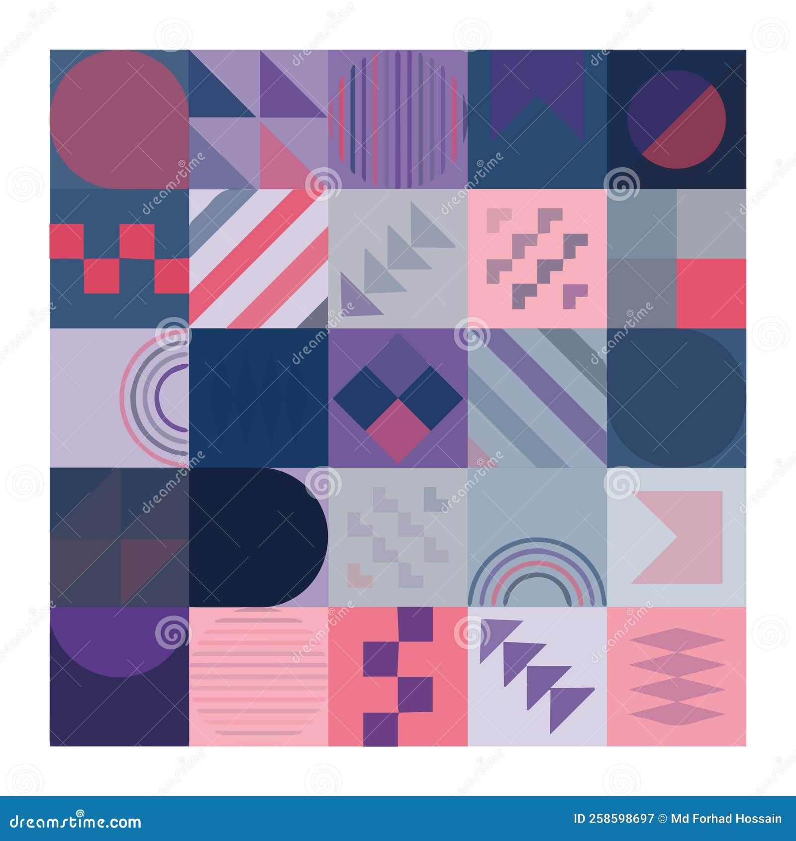 Colorful Bauhaus Pattern Design Stock Vector - Illustration of square ...