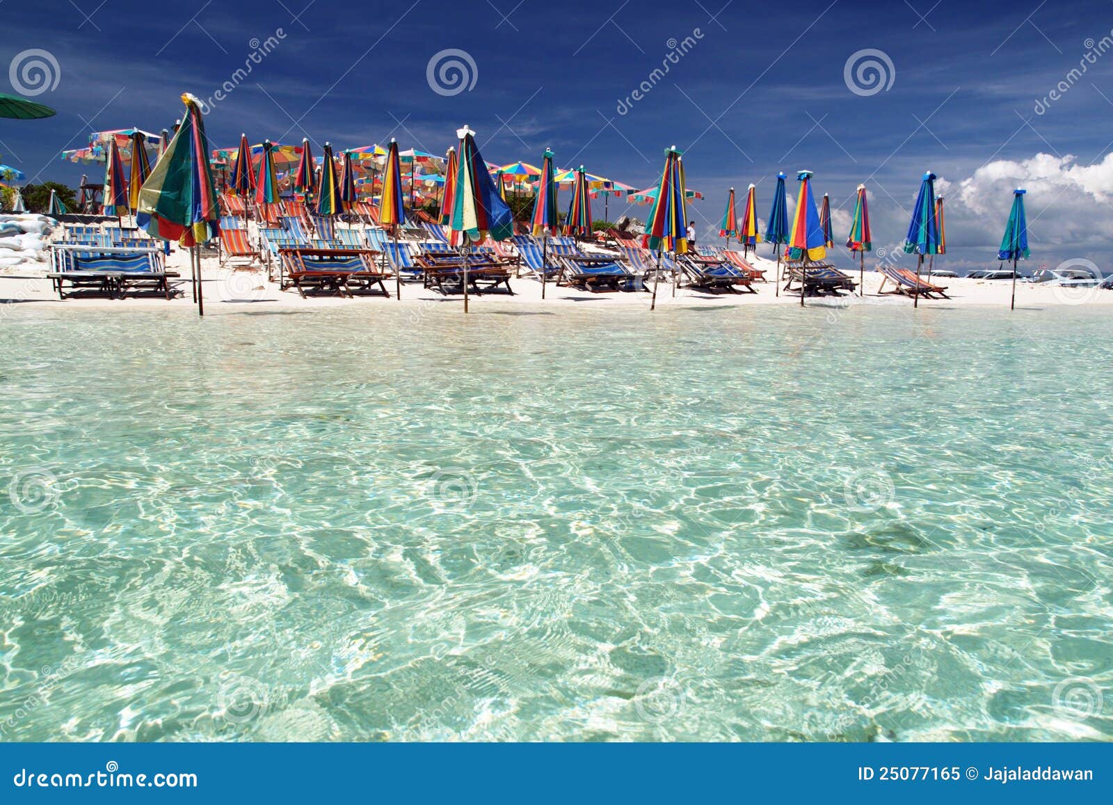 Colorful beach stock image. Image of clear, chairs, mountains - 25077165