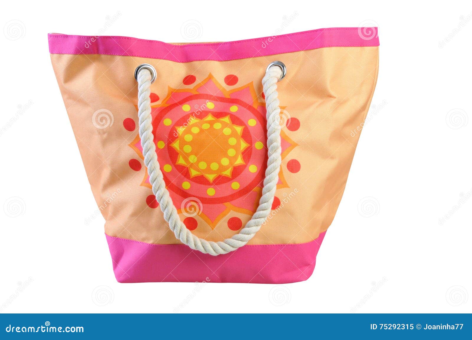 Colorful Beach Bag, Isolated on a White Stock Image - Image of female ...