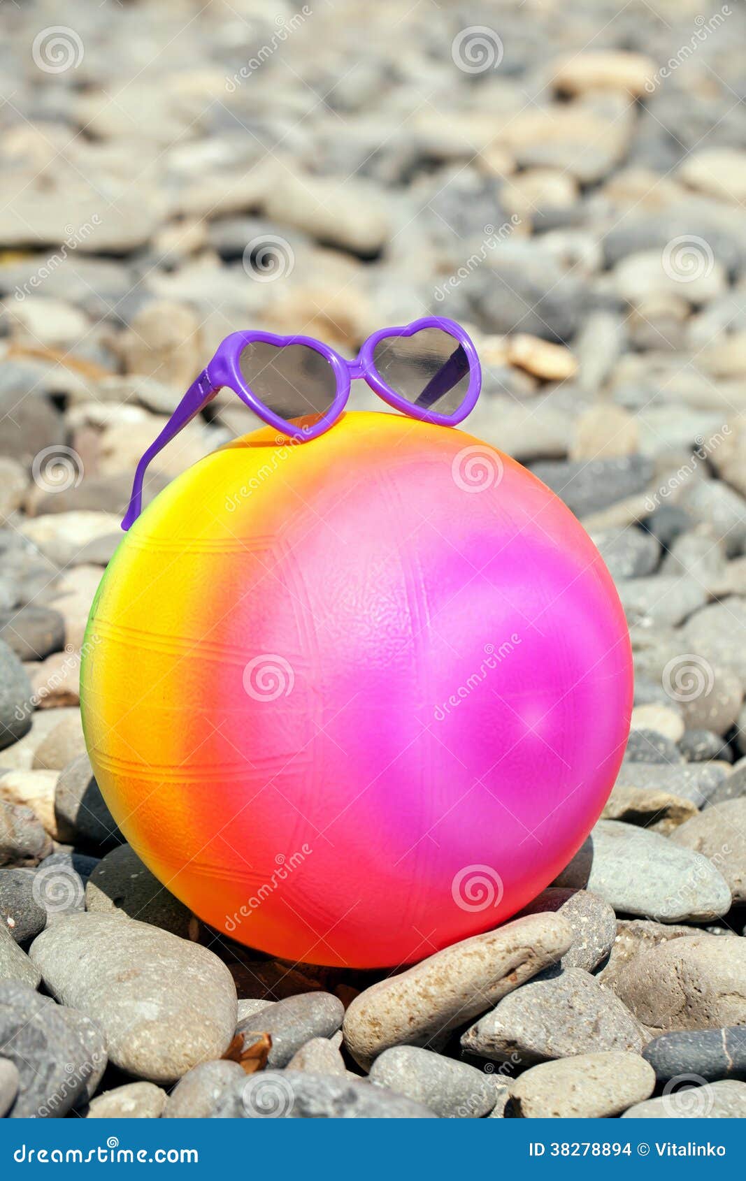 Colorful Beach Ball with Sunglasses Stock Photo - Image of recreation ...