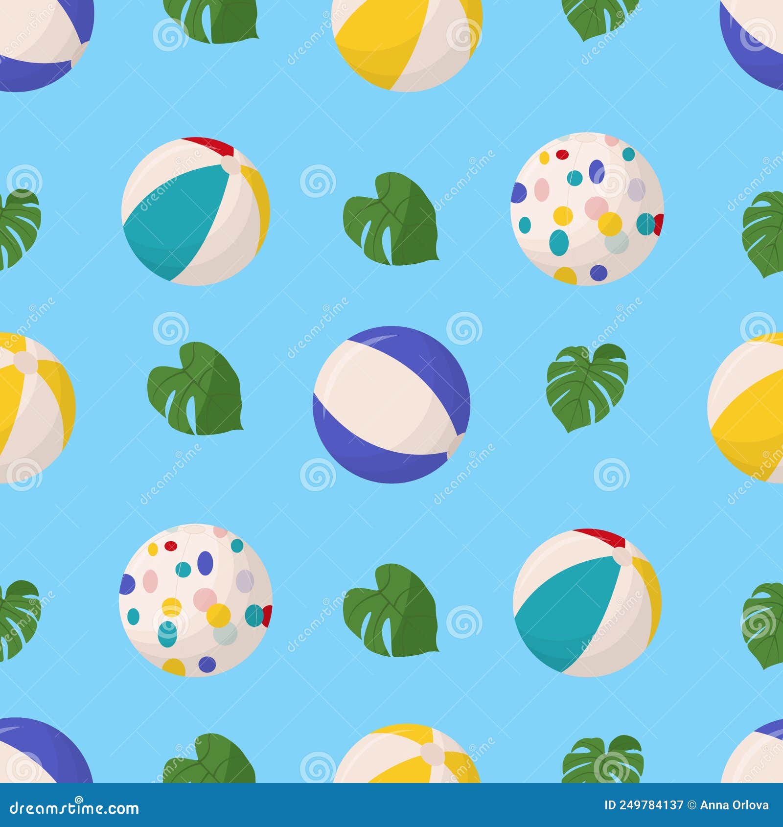 Colorful Beach Balls Seamless Pattern. Beach Balls in Multiple Colors ...