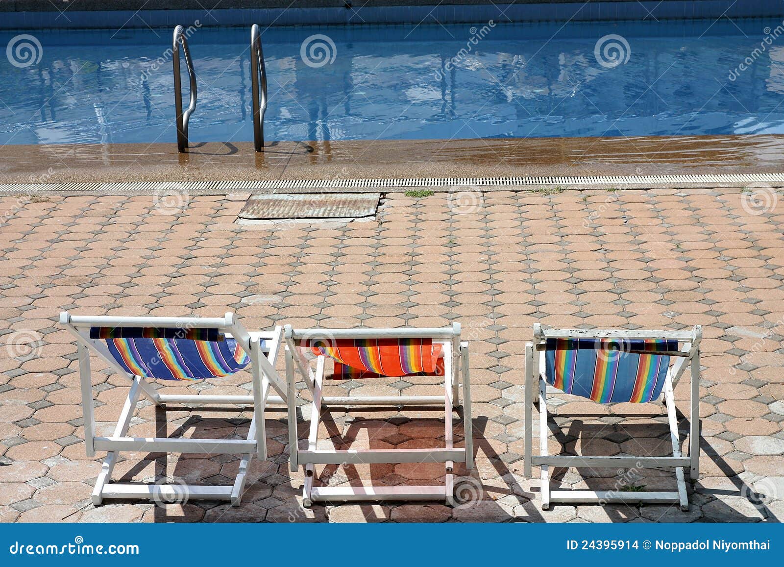 Colorful Beach Chair at Swimming Pool Stock Photo - Image of nature ...