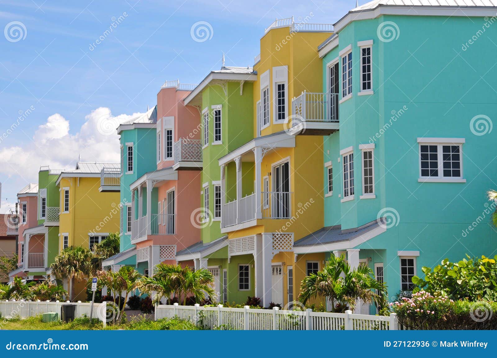 Colorful Beach Condominiums Stock Photo - Image of residential ...