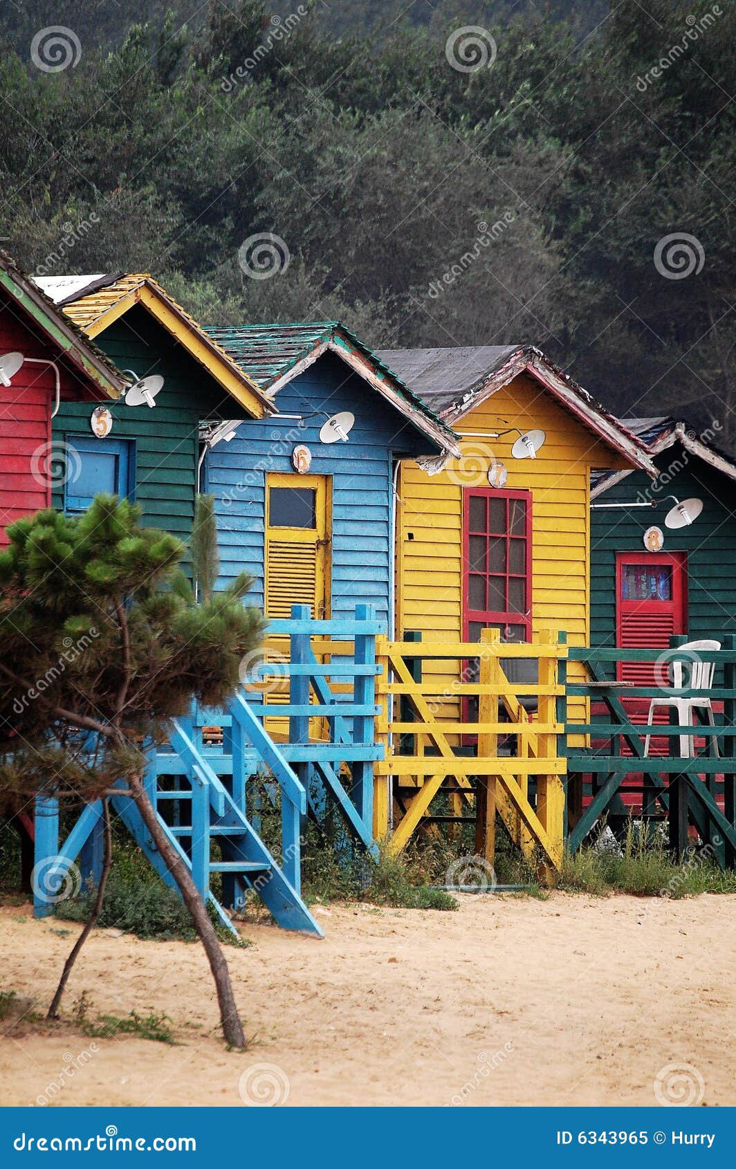 Colorful beach huts stock image. Image of beach, green - 6343965