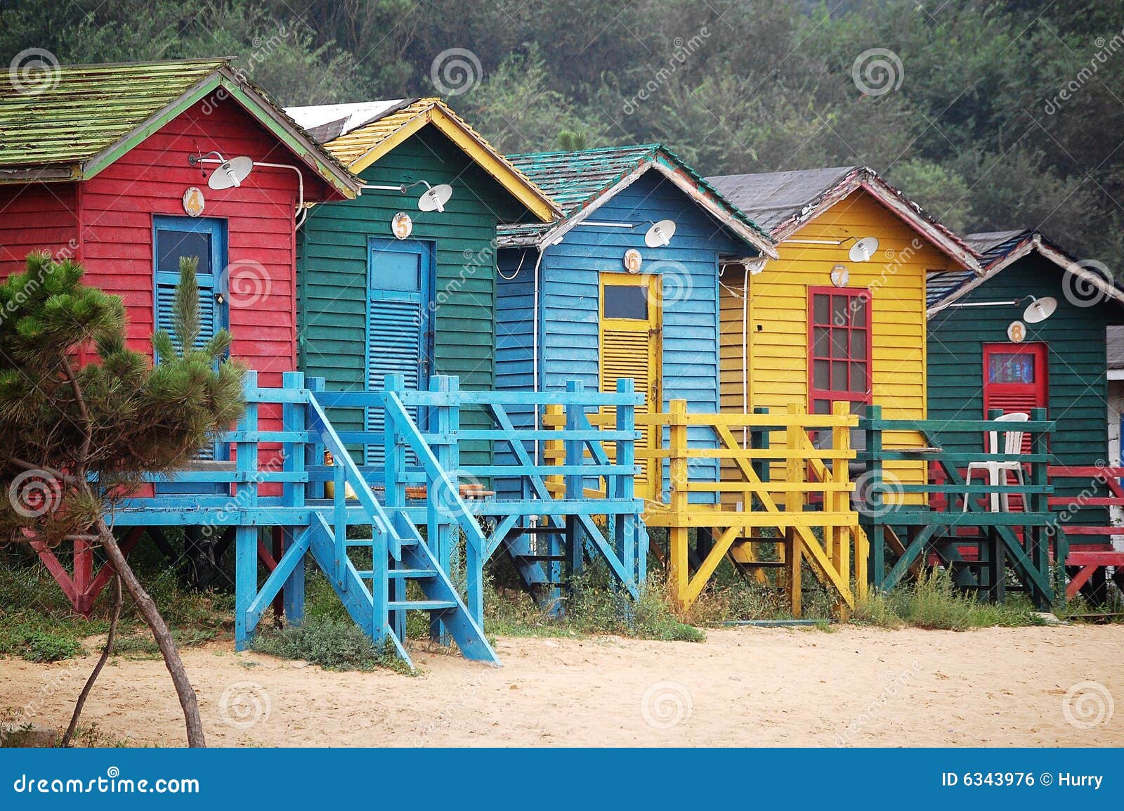 Colorful beach huts stock photo. Image of blue, bright - 6343976