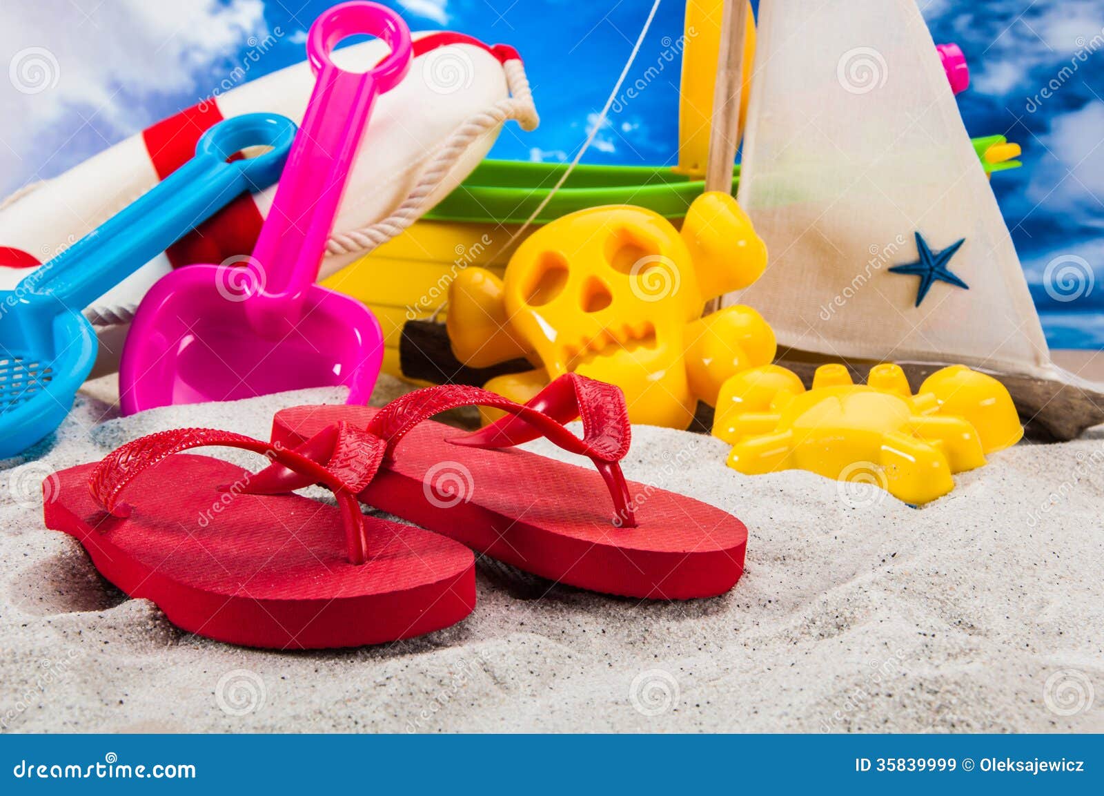 Colorful Beach Stuff with Light Background Stock Image - Image of ...