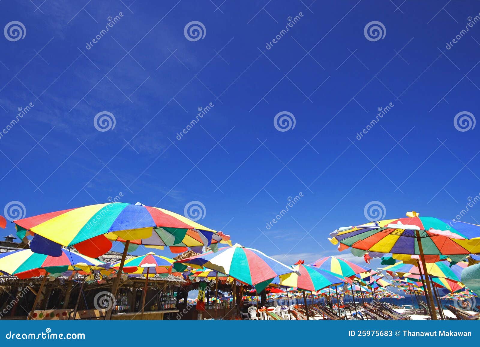 Colorful Beach Umbrella stock image. Image of rest, scenic - 25975683