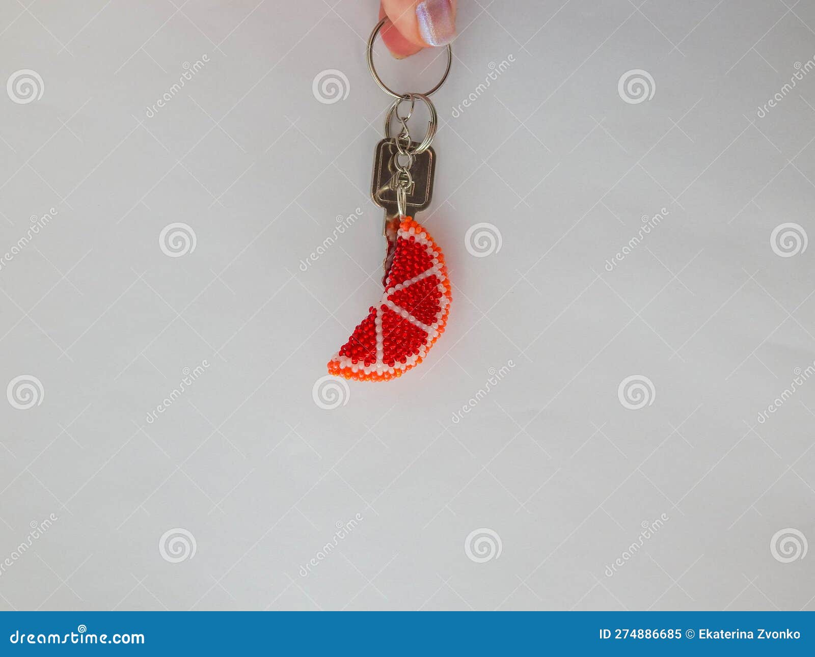 Colorful Bead Key Chain on a White Background Stock Image - Image of ...