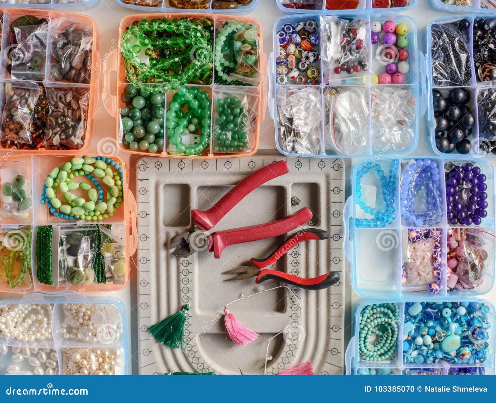 Colorful Beads and Instruments Stock Photo - Image of blue, full: 103385070