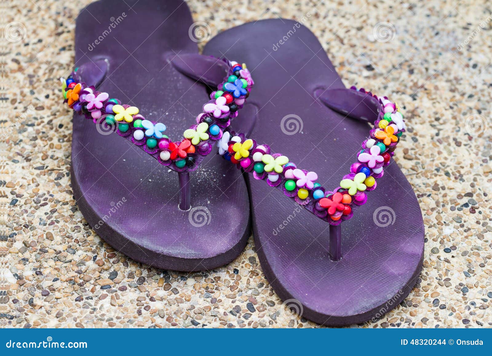 Colorful beads slippers stock photo. Image of fluffy - 48320244