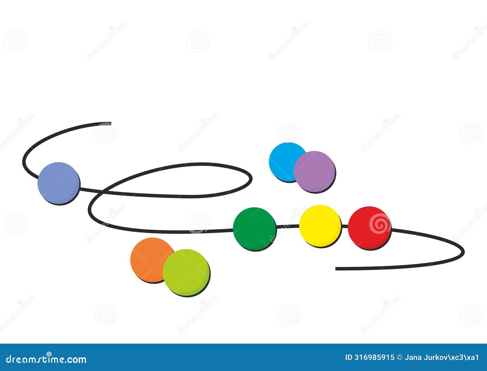 Colorful Beads on a String, Group of Round Beads, Vector Stock Vector ...