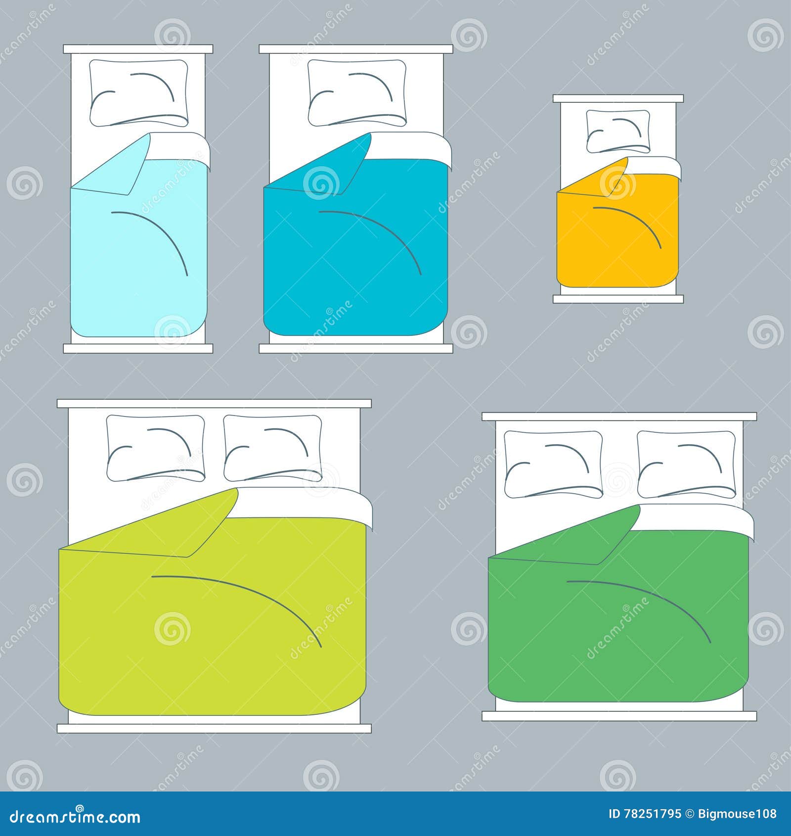 Colorful Bedding and Linen Set. Vector Stock Vector - Illustration of ...