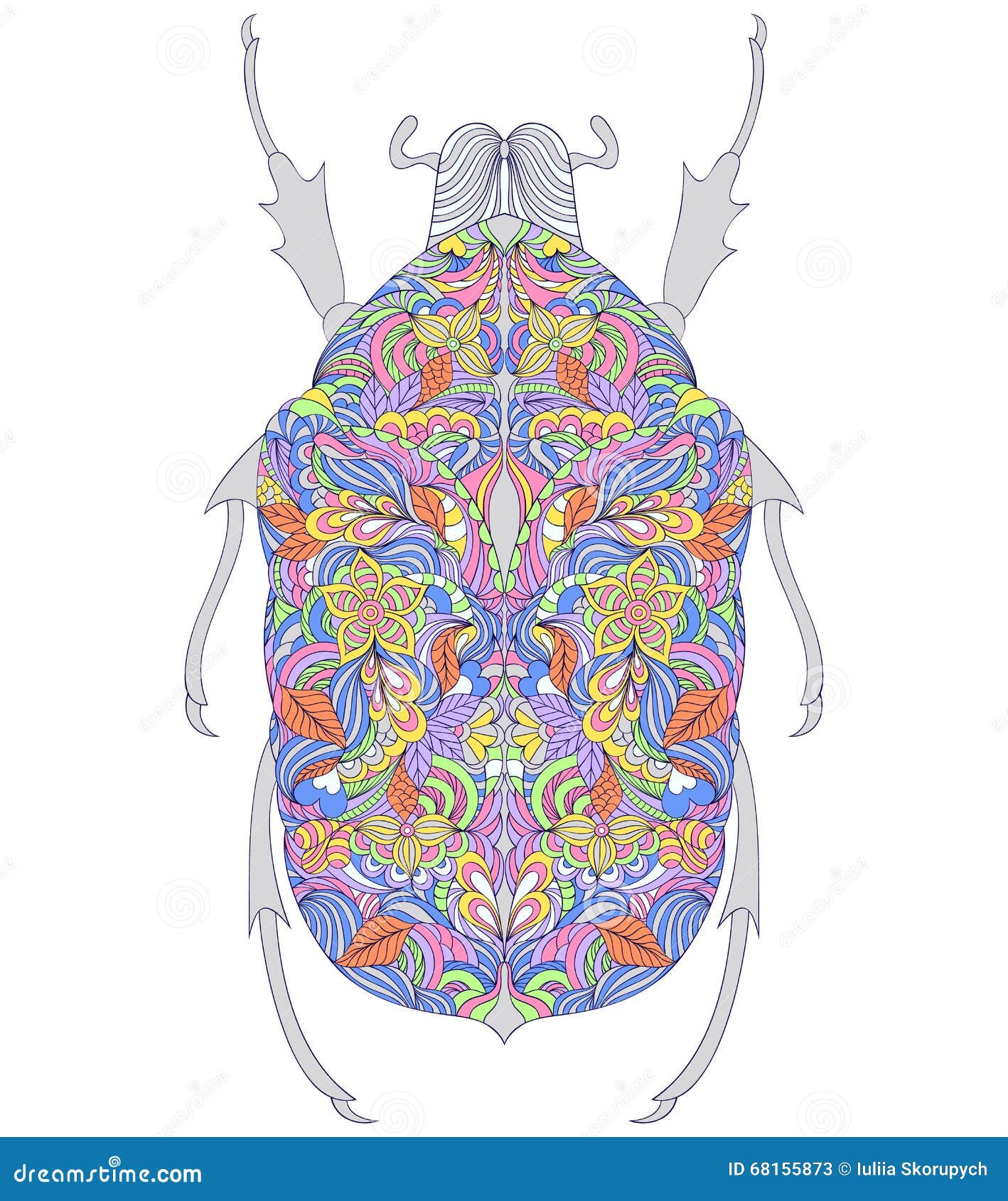 Colorful Beetle on White Background. Stock Vector - Illustration of ...