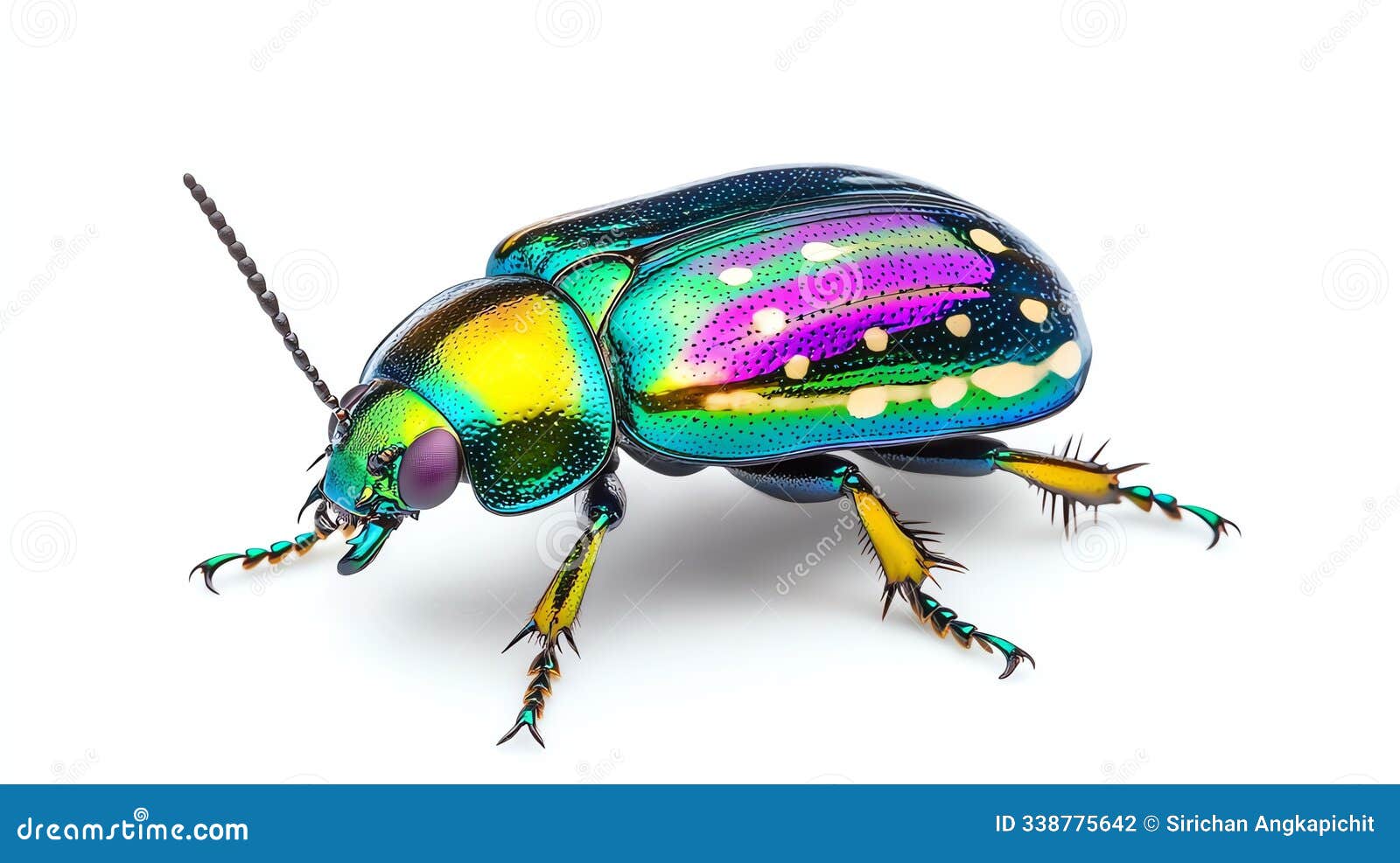 Colorful Beetle on a White Isolated Background Stock Illustration ...
