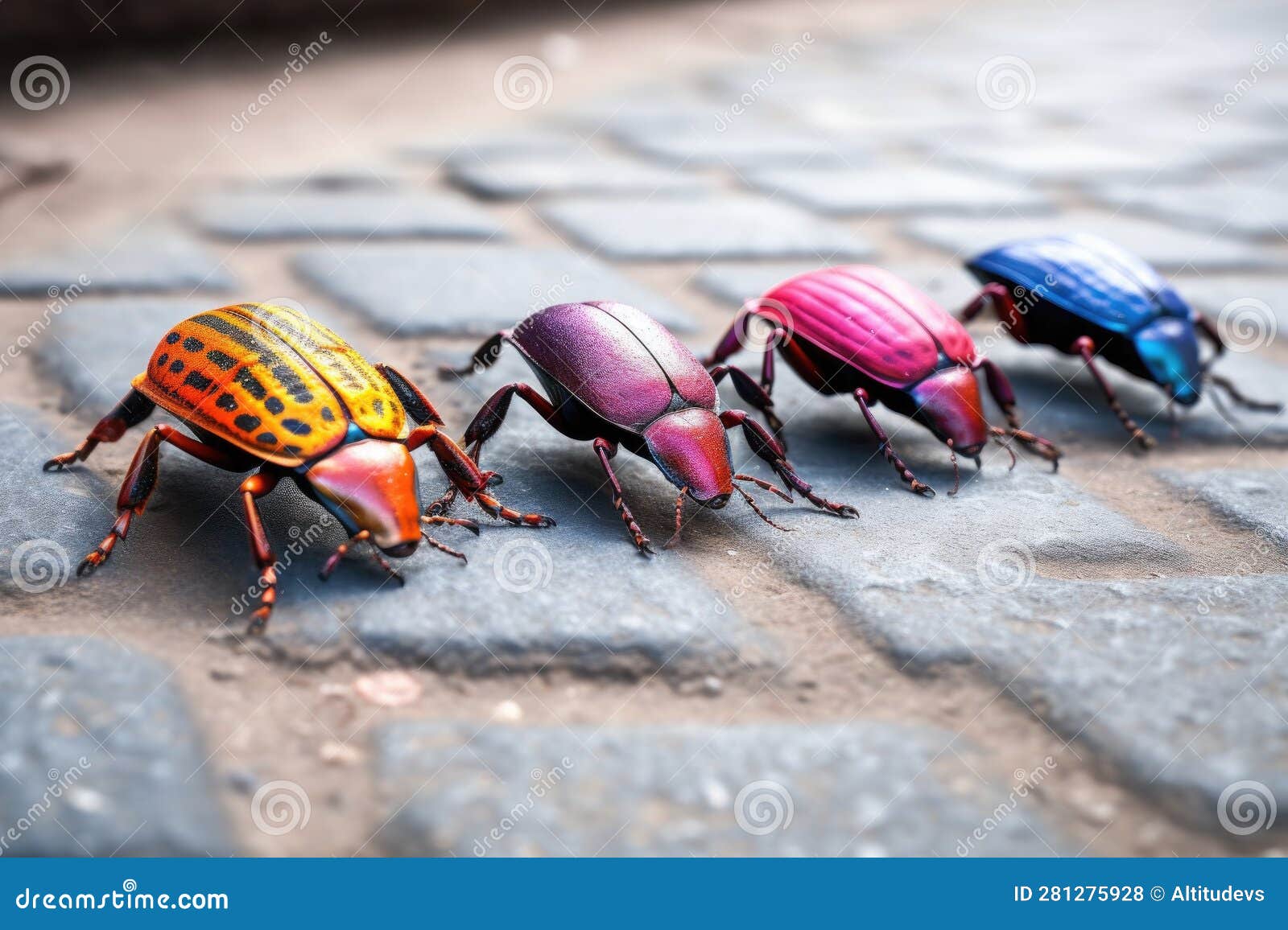 Colorful Beetles on Various Textured Surfaces, Showcasing Diversity ...