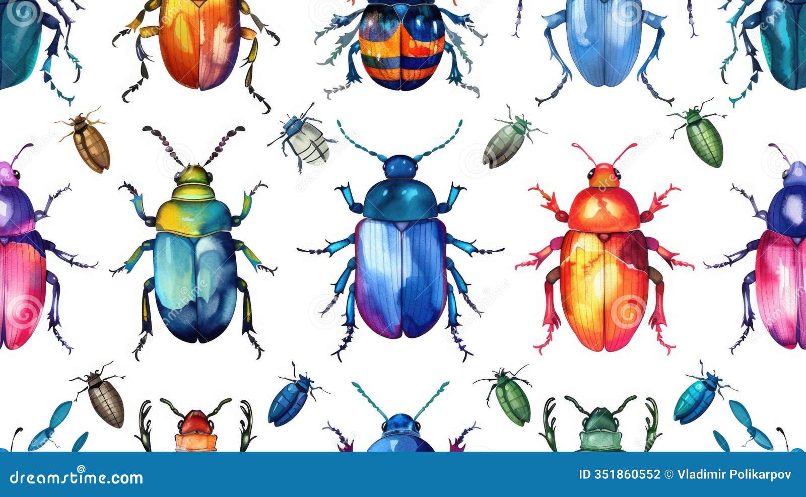 Colorful Beetles on White Background Stock Photo - Image of variety ...