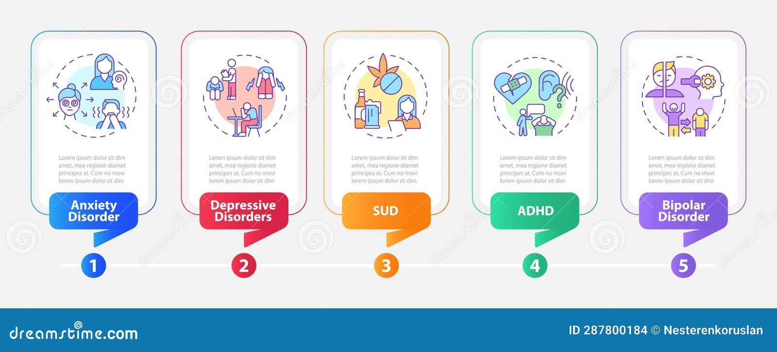 Colorful Behavioral Therapy Layout with Line Icons Stock Vector ...