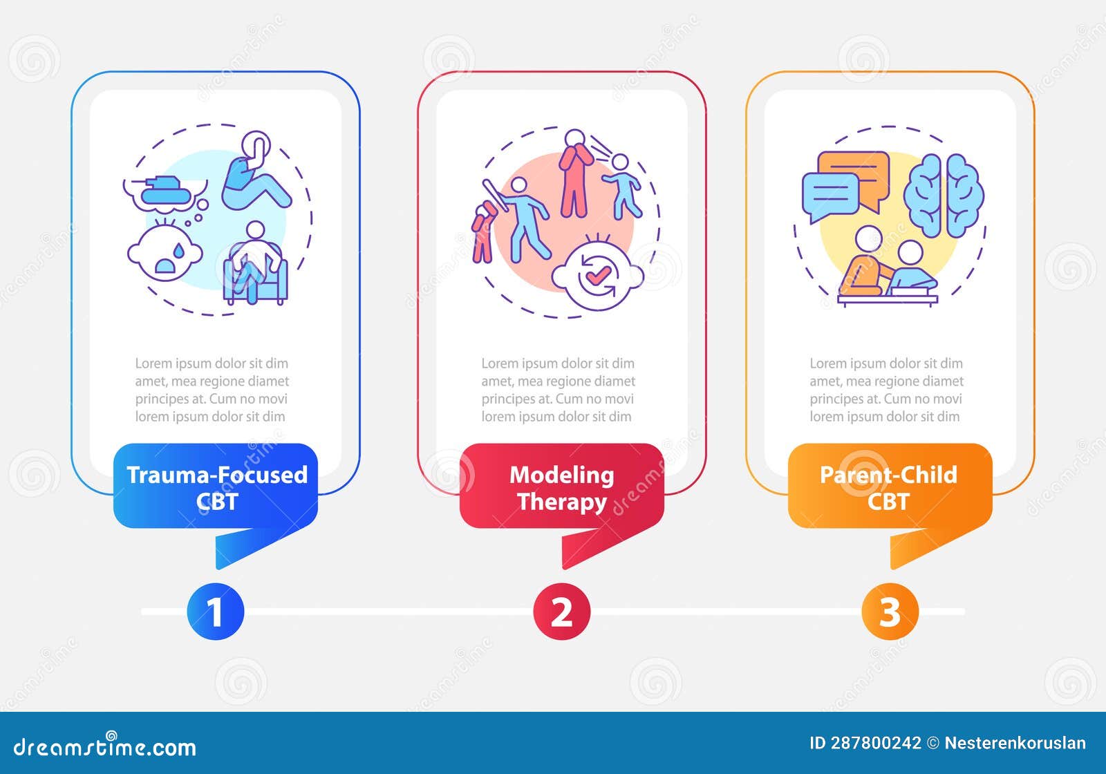 Colorful Behavioral Therapy Layout with Linear Icons Stock Vector ...