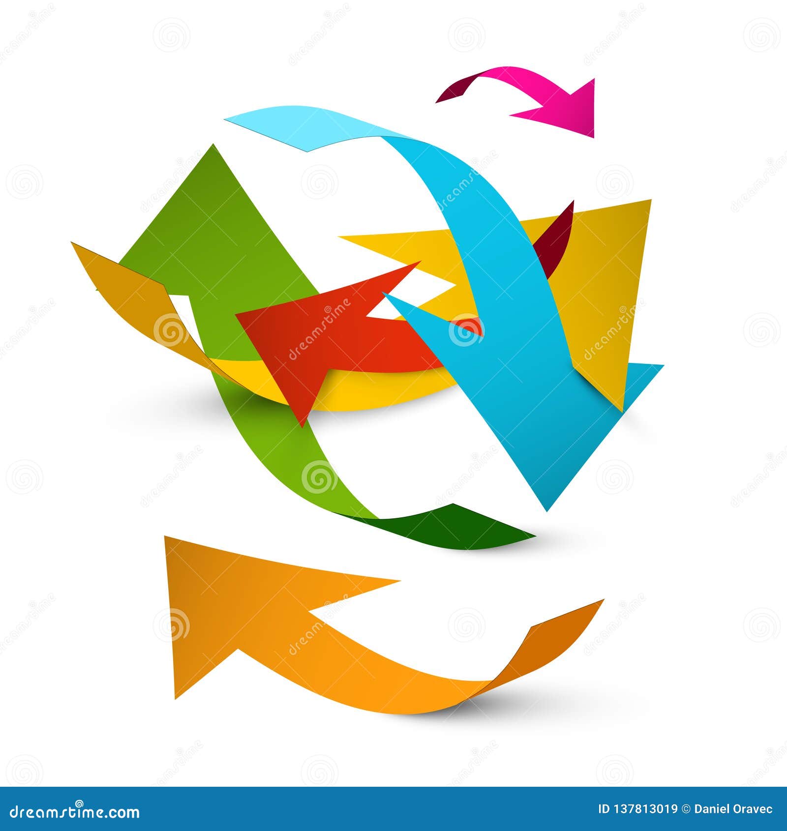 Colorful Bent Paper Arrows on White Background Stock Vector ...