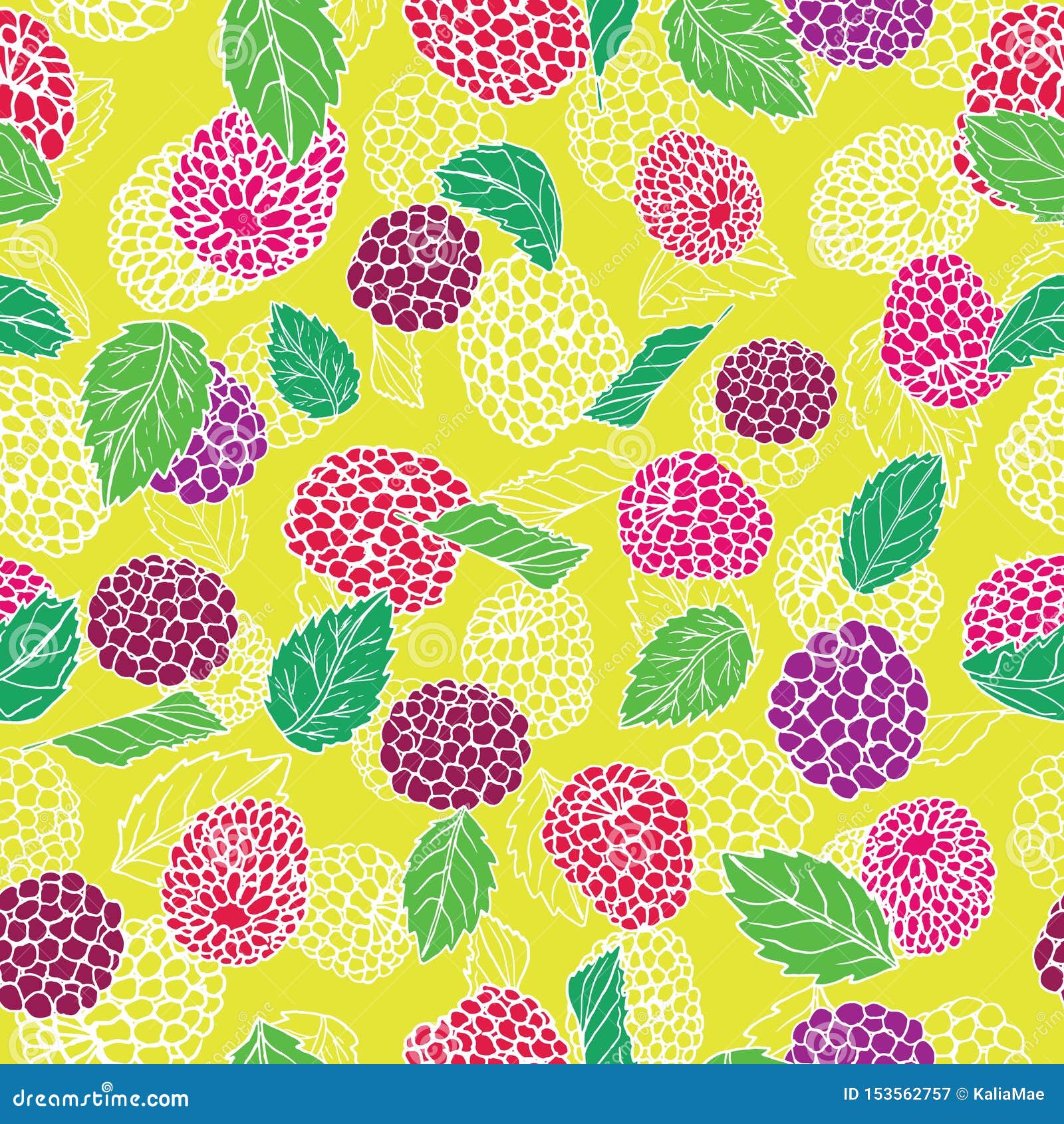 Colorful Berries Seamless Pattern Background Design. Summer Fruit Berry ...
