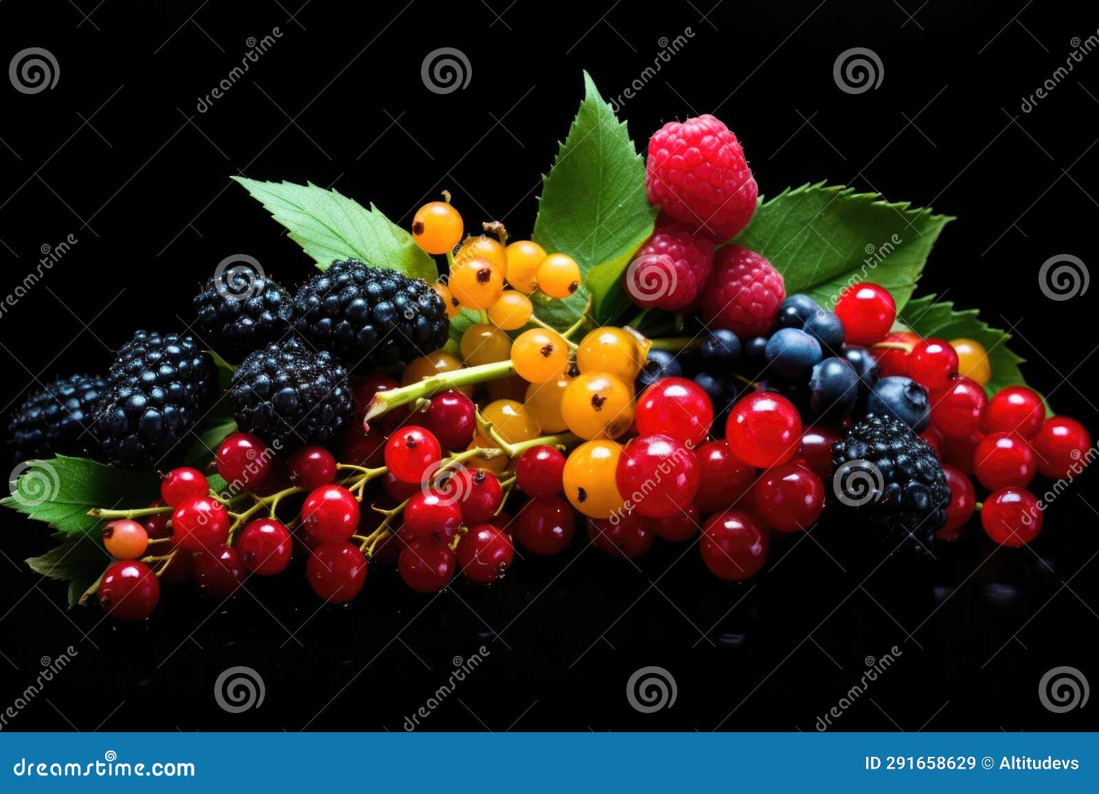 Colorful Berries Spread on a Black Background Stock Image - Image of ...