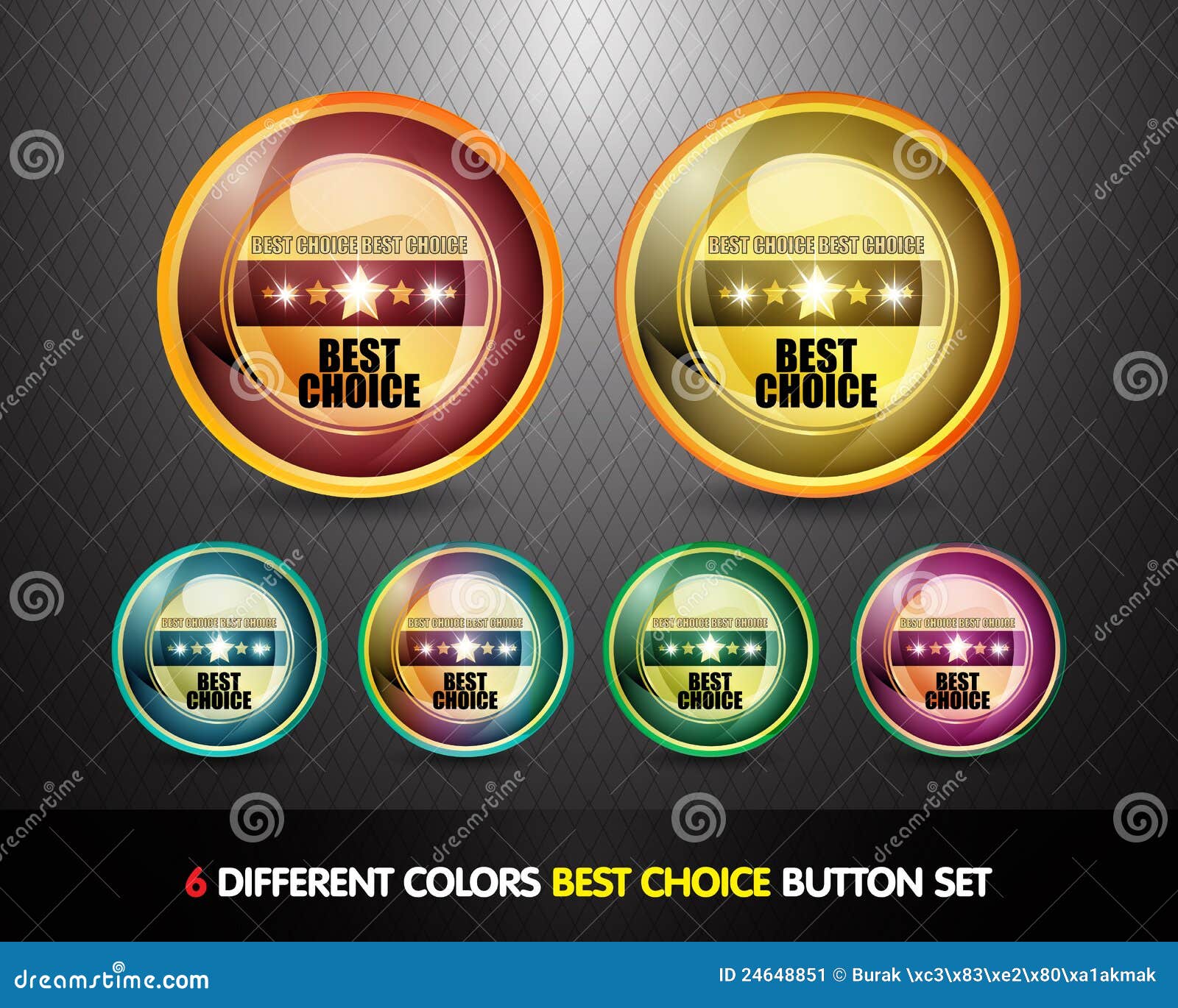 Colorful Best Choice Button Set Stock Vector - Illustration of money ...