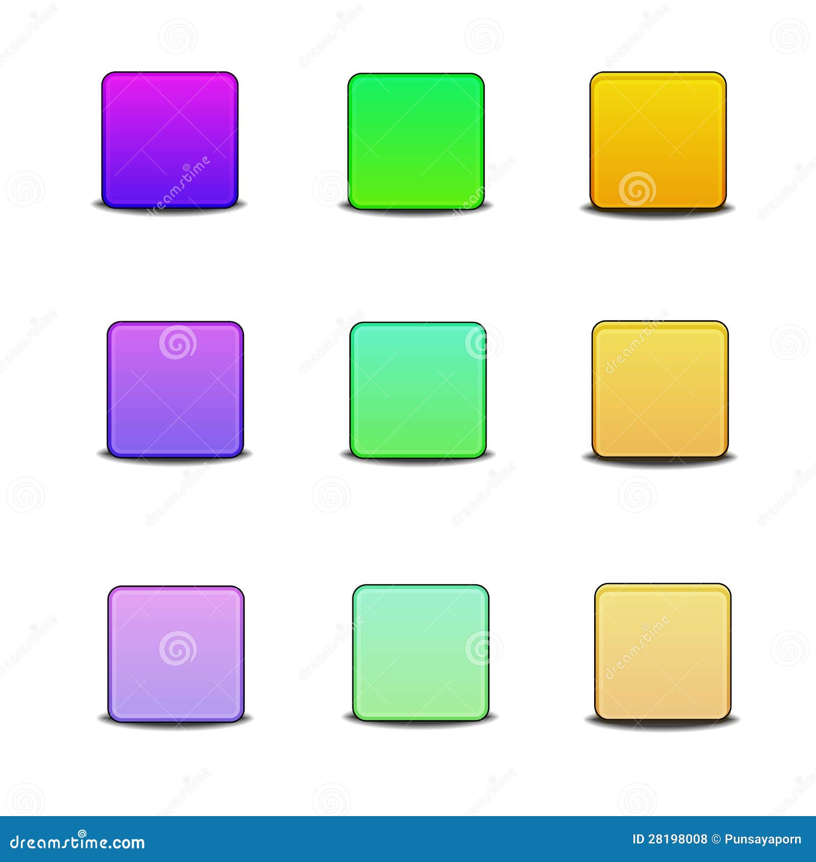 Colorful Bevel Styled Icon Set Stock Vector - Illustration of rounded ...