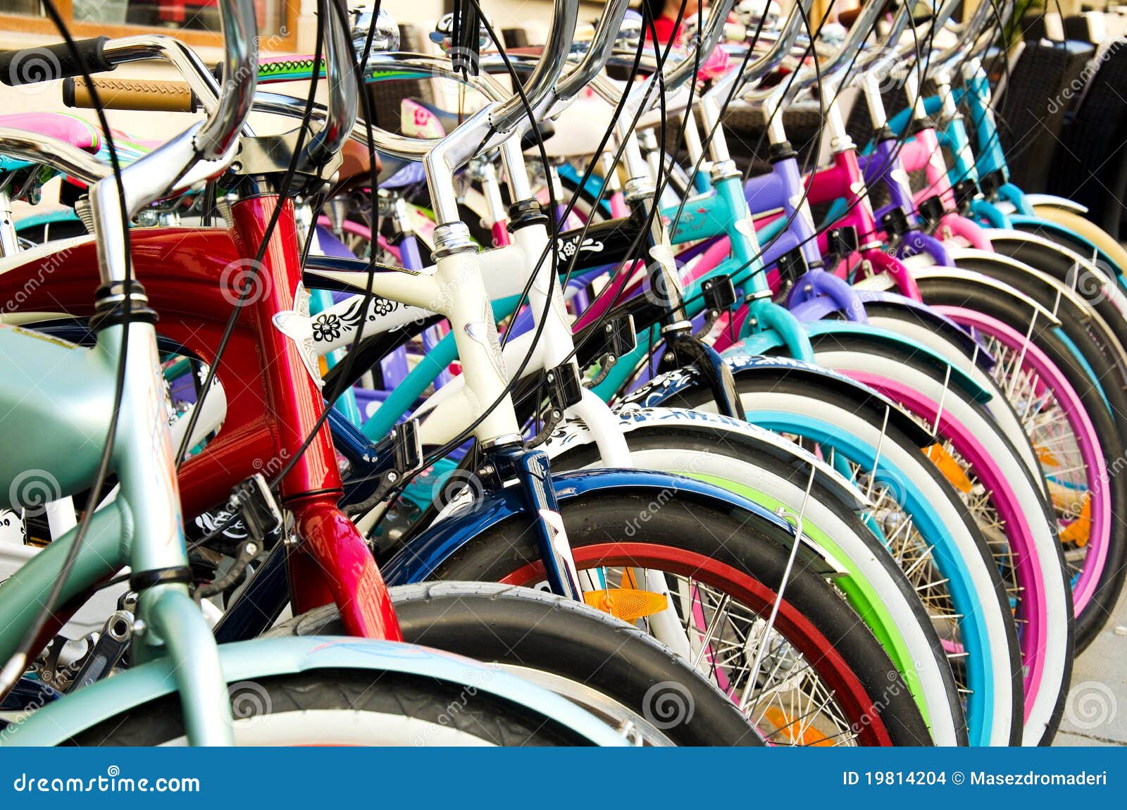 Colorful bicycles stock photo. Image of cycle, colorful - 19814204