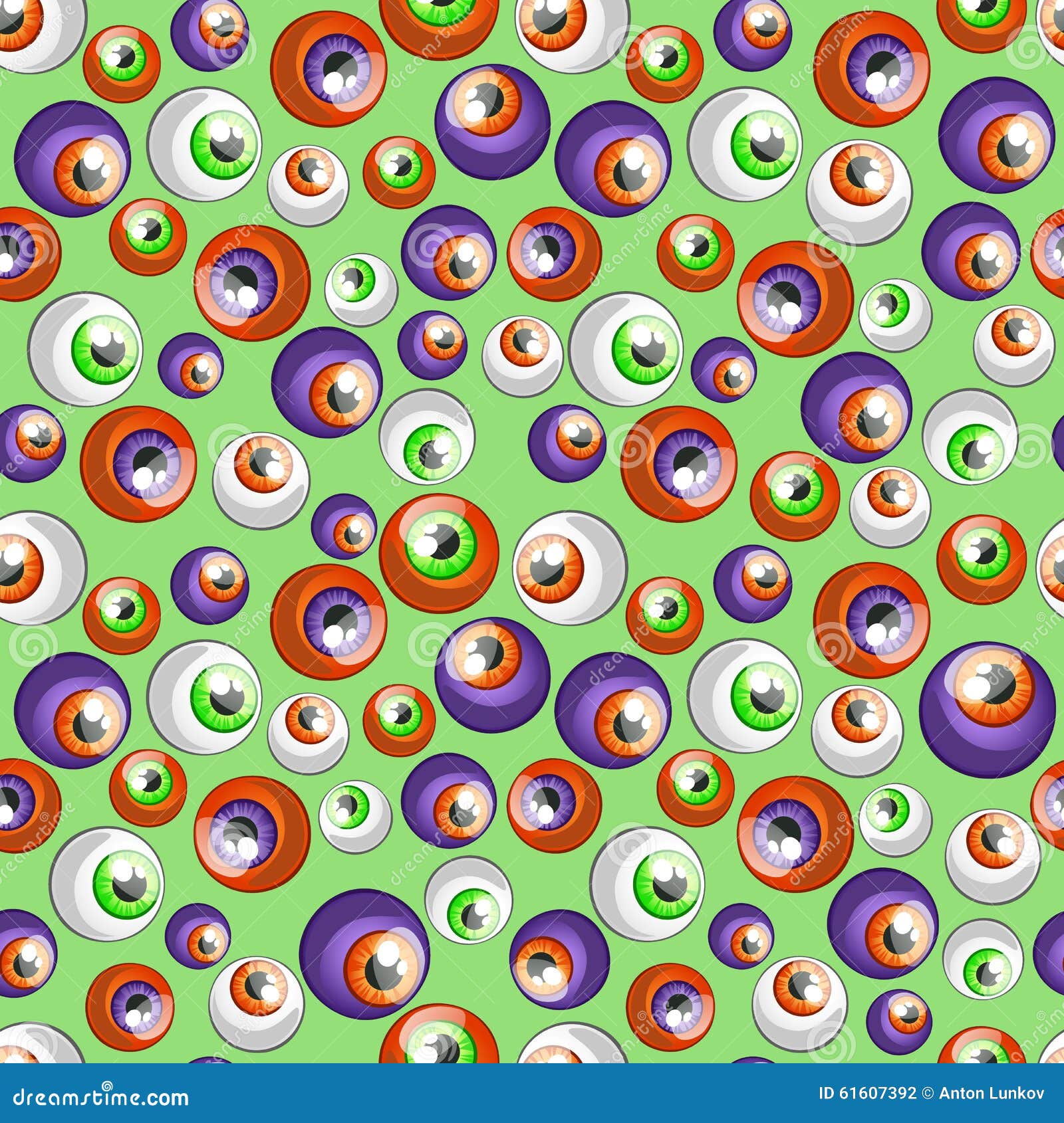 Colorful Big Eye Balls on a Green Background Stock Vector ...