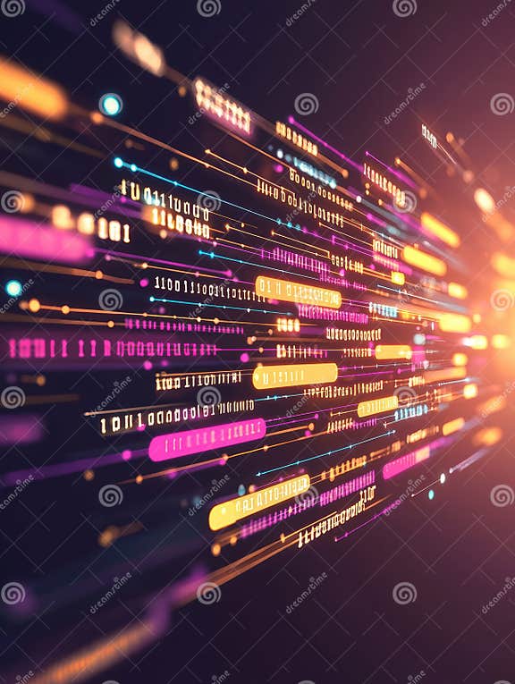 Colorful Binary Code Explosion in Digital Space Background Stock Photo ...