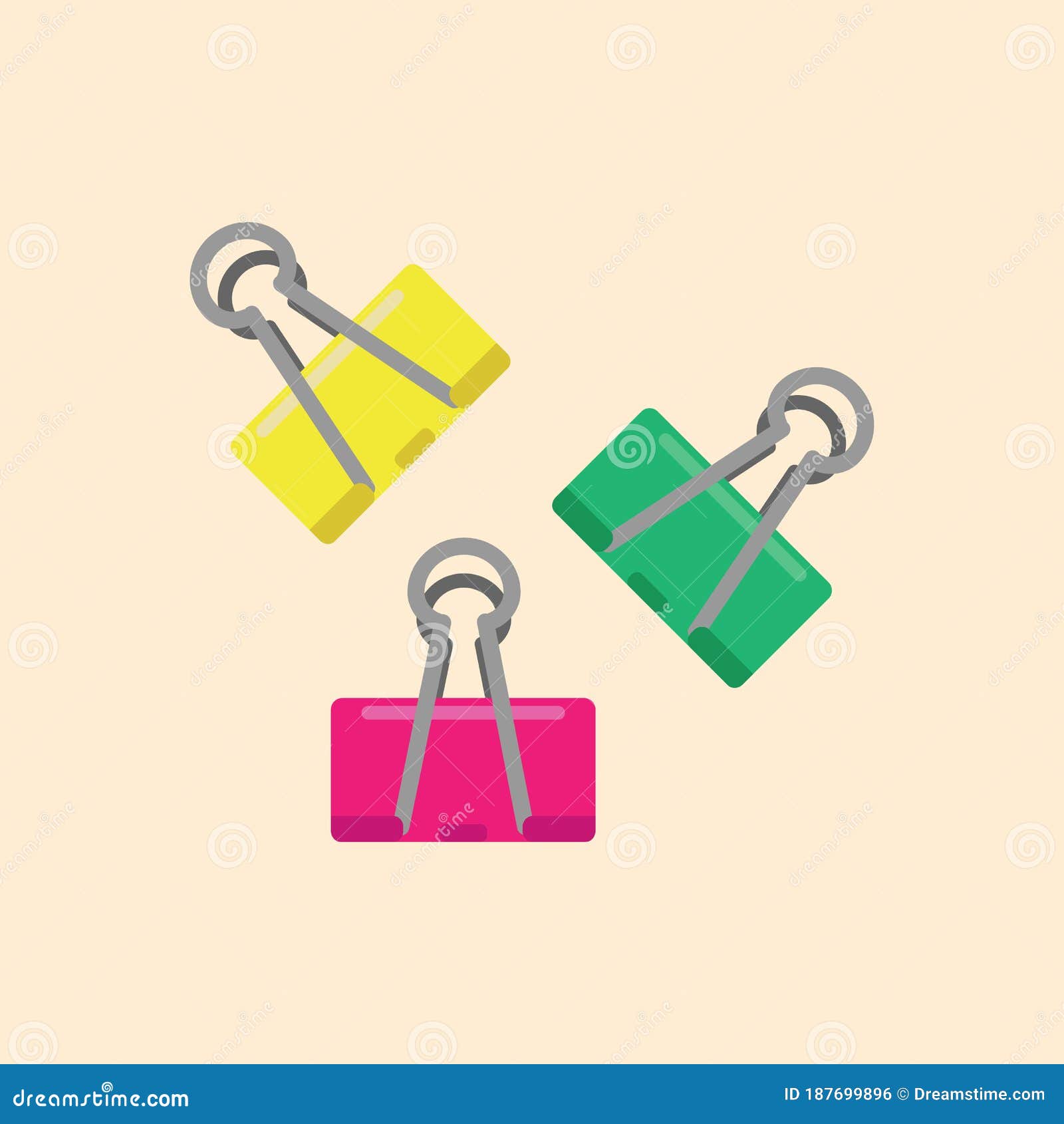 Colorful Binder Clips Icon, Stationery Concept, Vector, Illustration ...