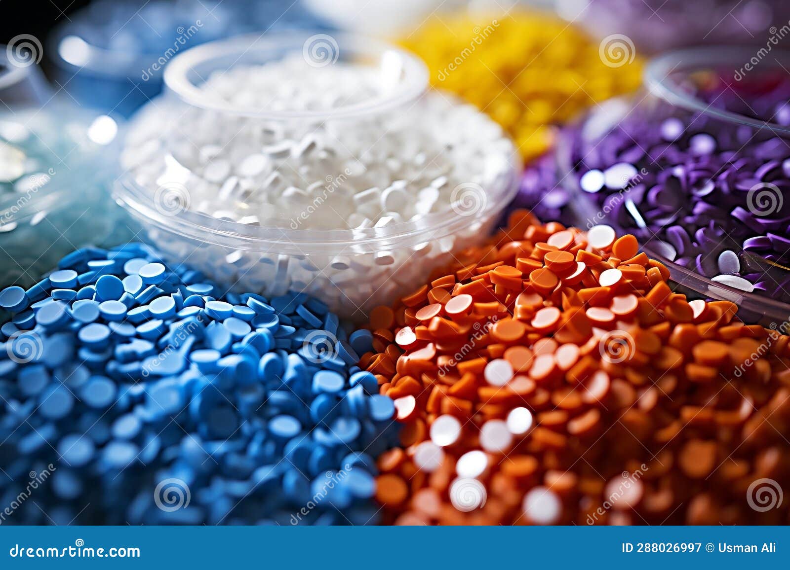 Colorful Biodegradable Plastic Grains Scattered..AI Stock Illustration ...