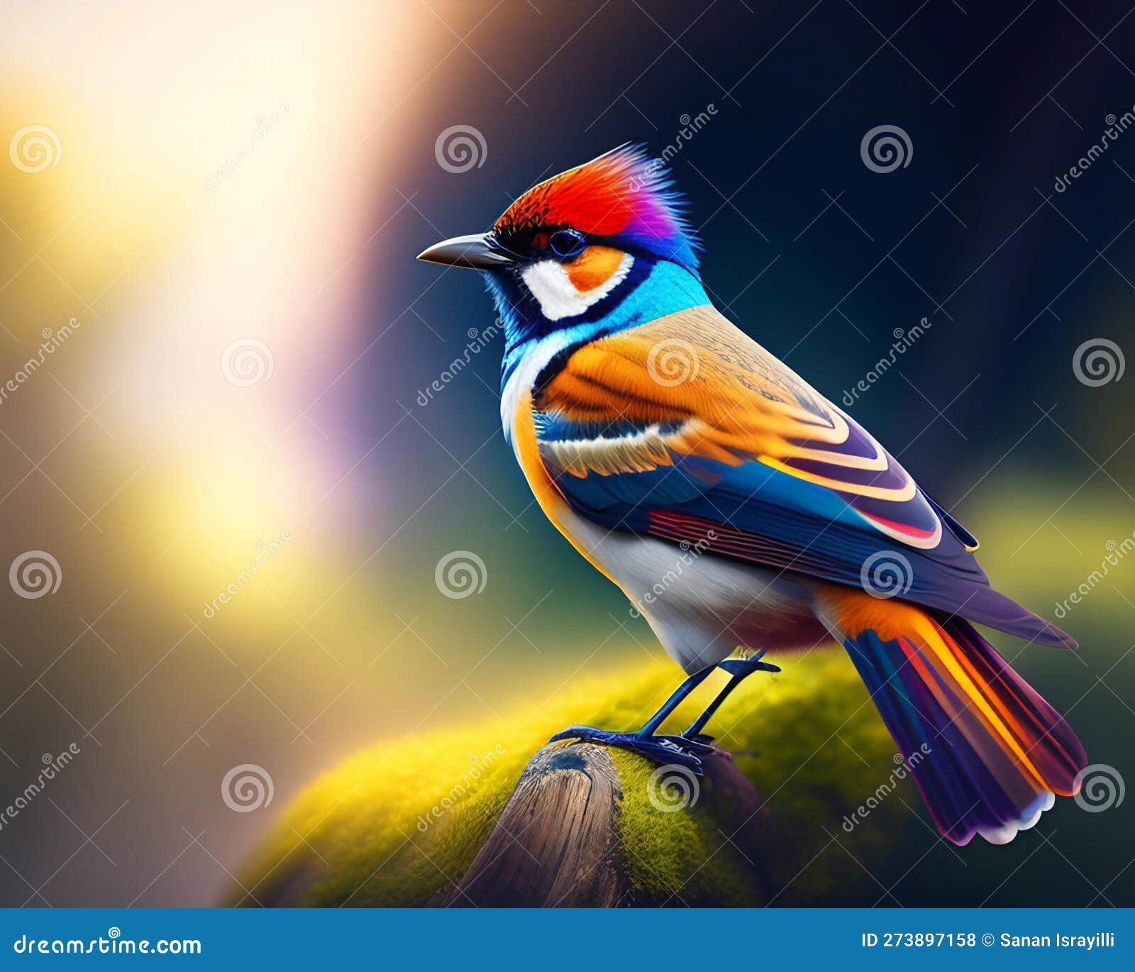 Colorful Bird on a Background of Nature. 3d Illustration Stock ...
