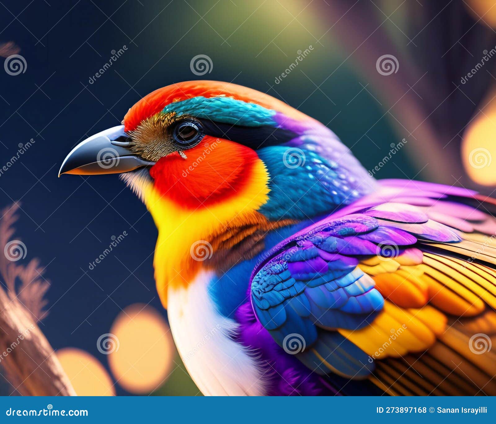 Colorful Bird on a Background of Nature. 3d Illustration Stock ...