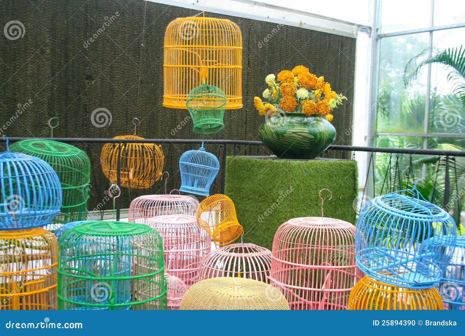 Colorful Bird Cage stock photo. Image of outdoors, colorful - 25894390
